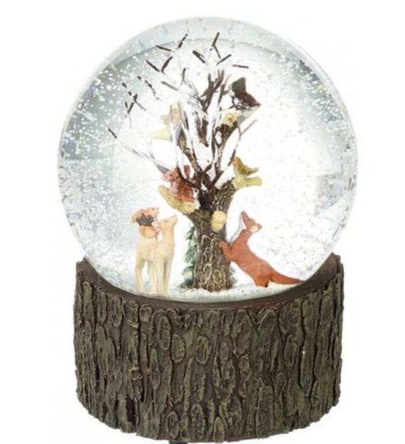 Woodland Animal Musical Snow Globe Christmas Deers Fox | Etsy