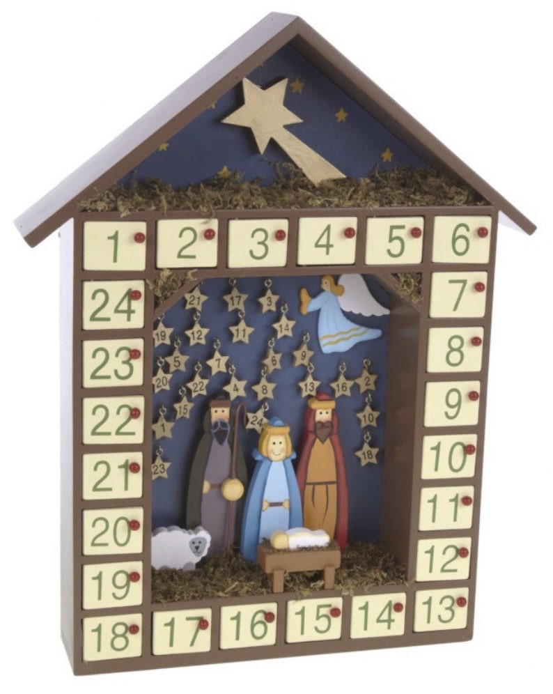 Traditional Wooden Advent Christmas Nativity Calendar | Etsy