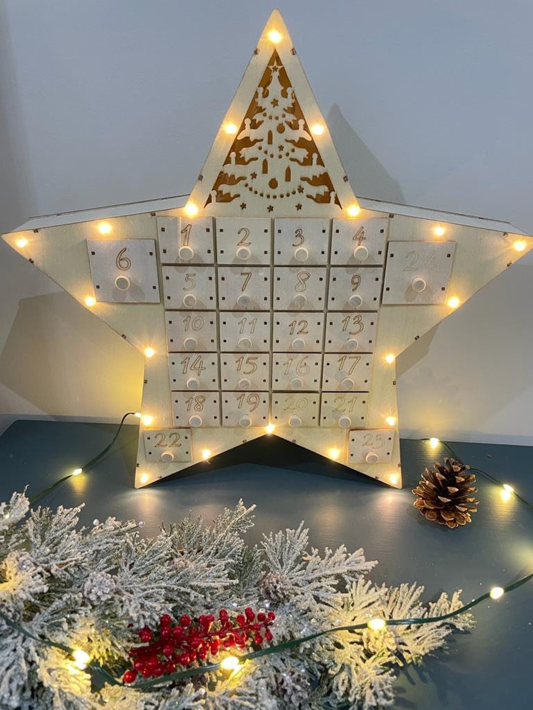 Christmas Wooden LED Advent Star Adult and Children Alike - Etsy