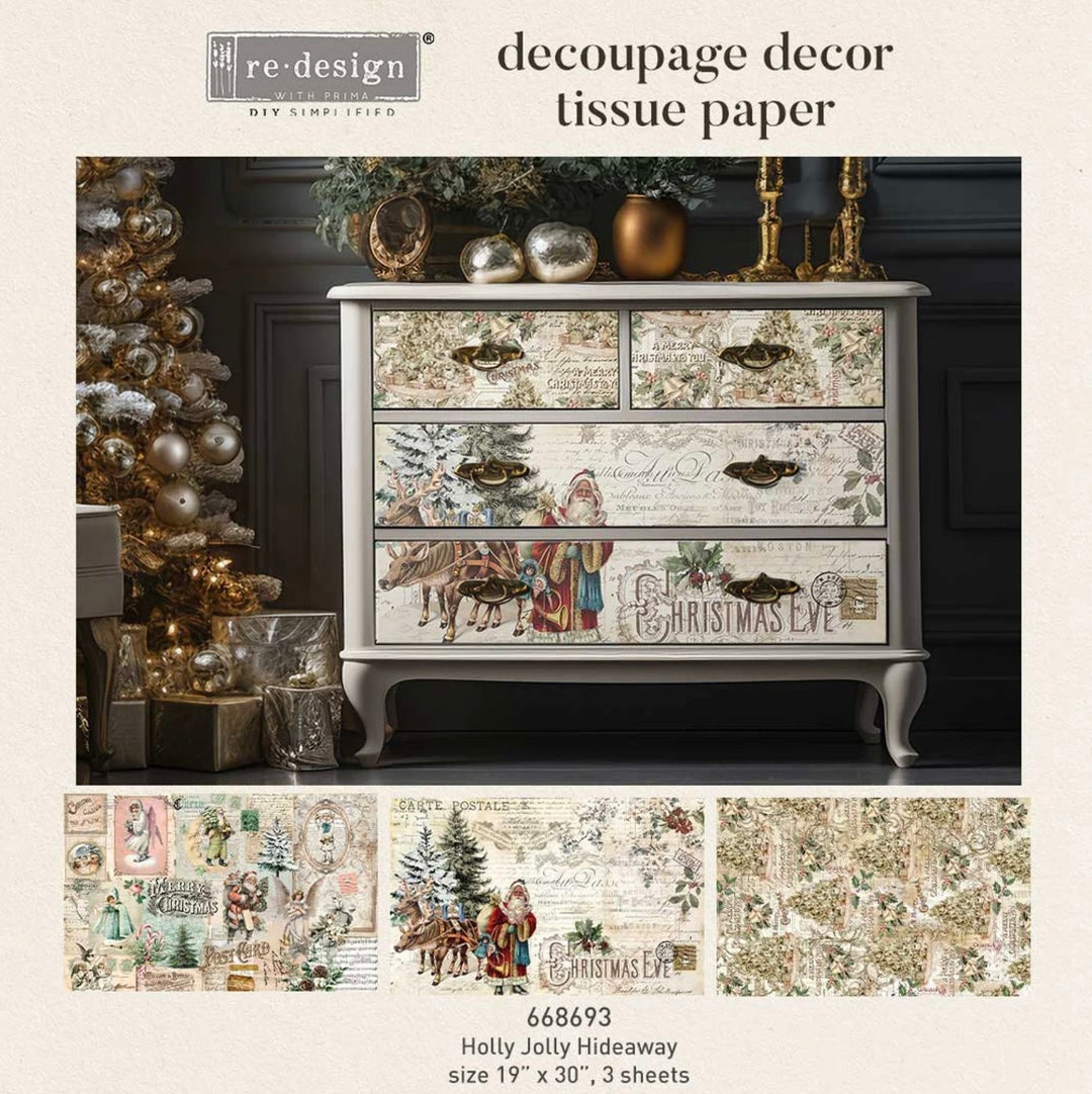 Redesign With Prima, Christmas HOLLY JOLLY HIDEAWAY Decoupage Decor ...