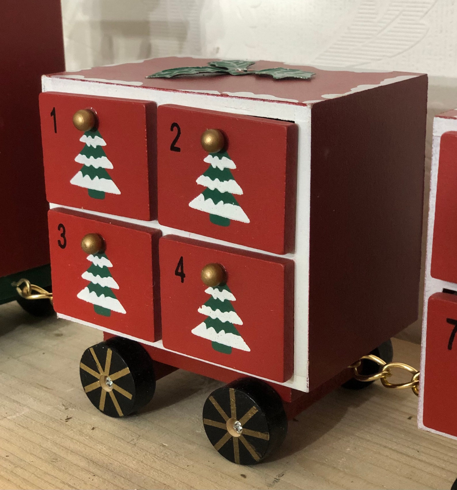 Traditional Wooden Christmas Advent Train Calendar, Count Down to ...