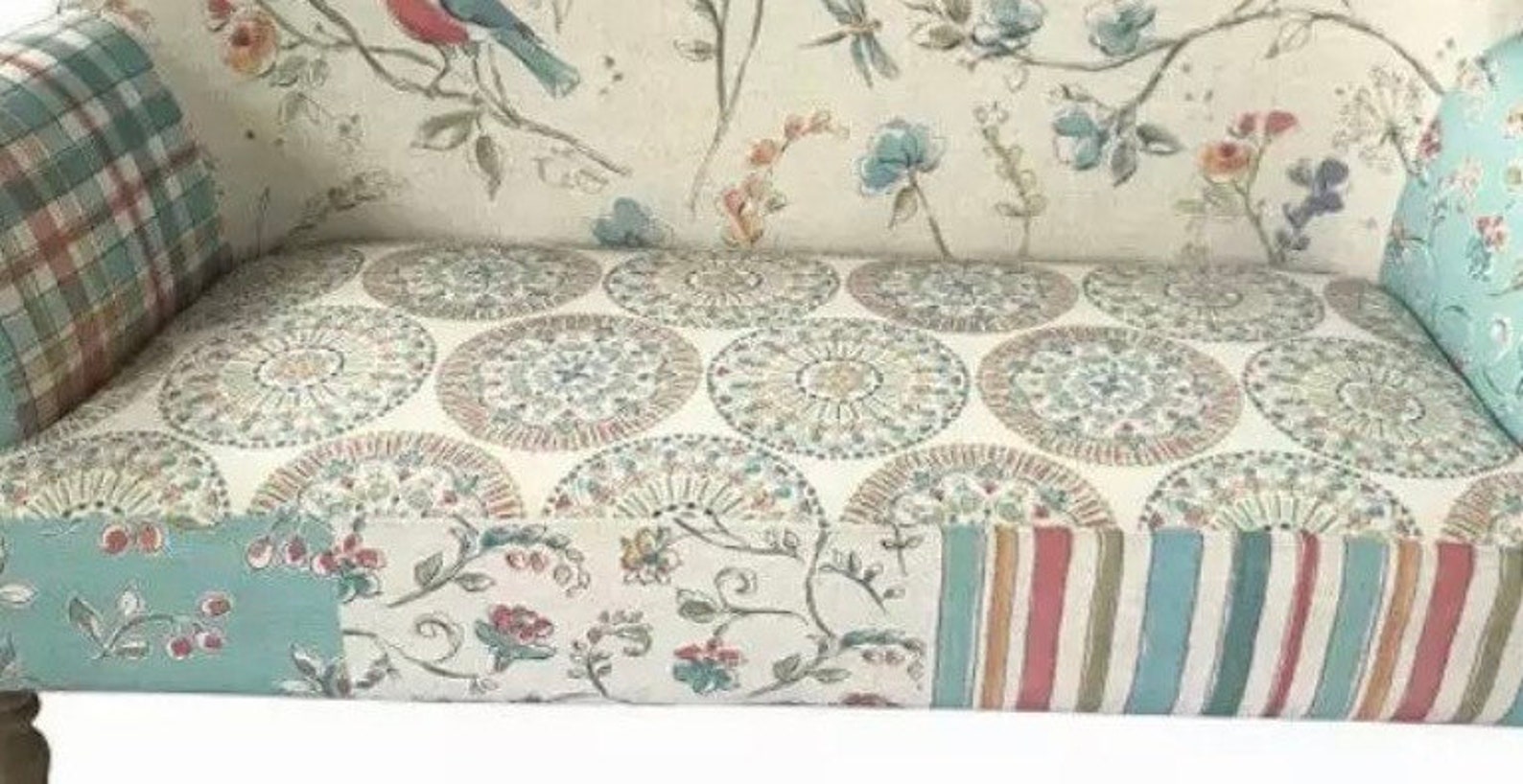 SOLD OUT Birds Stripes Sofa 2-3 Seater Floral Shabby Chic - Etsy