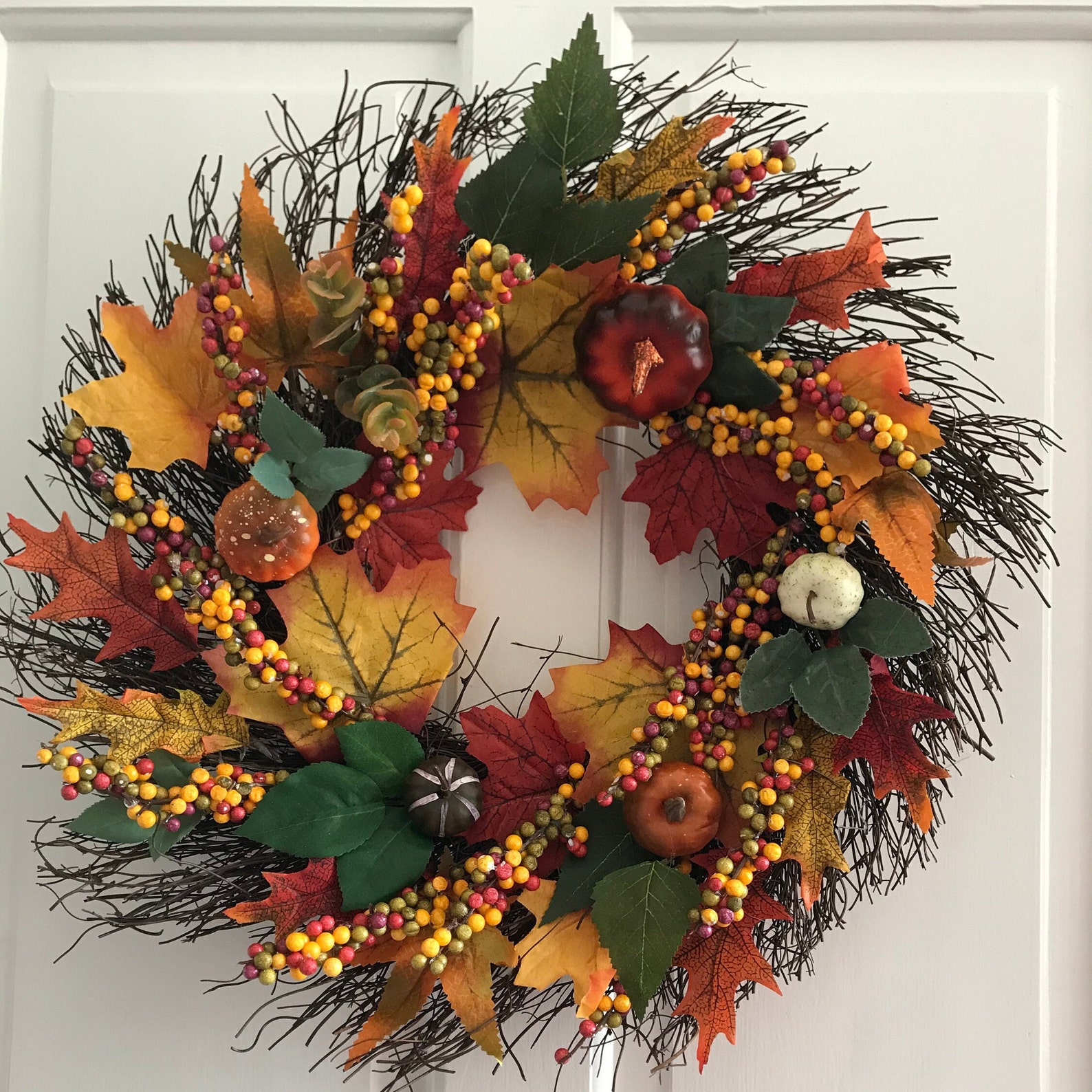 Fall, Autumn, Artificial and Real Wreath Decoration, Wall or Door Hung ...