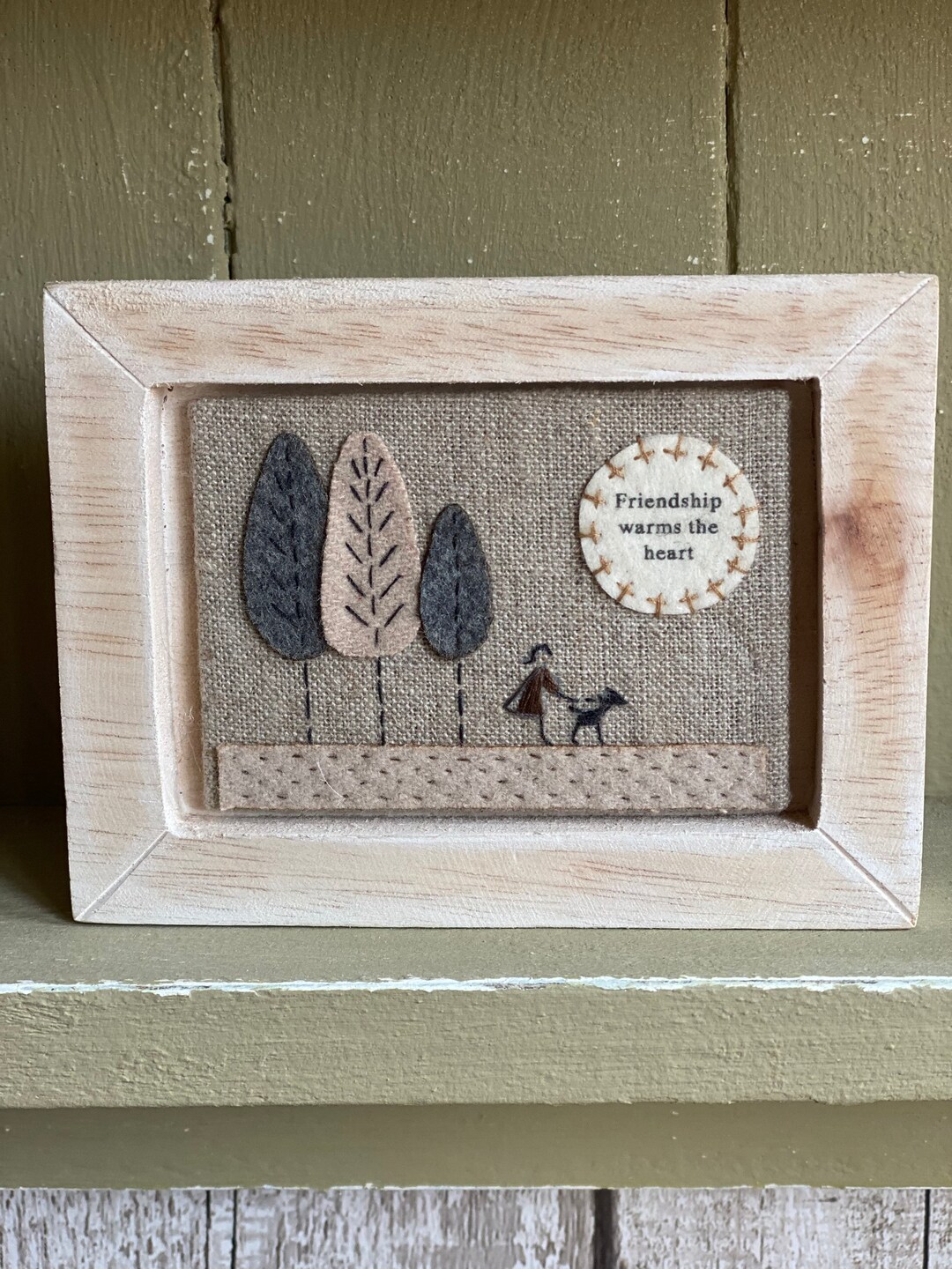 Wooded Plaque / Free Standing, Fabric, Cross Stitch, Felt, Friendship ...