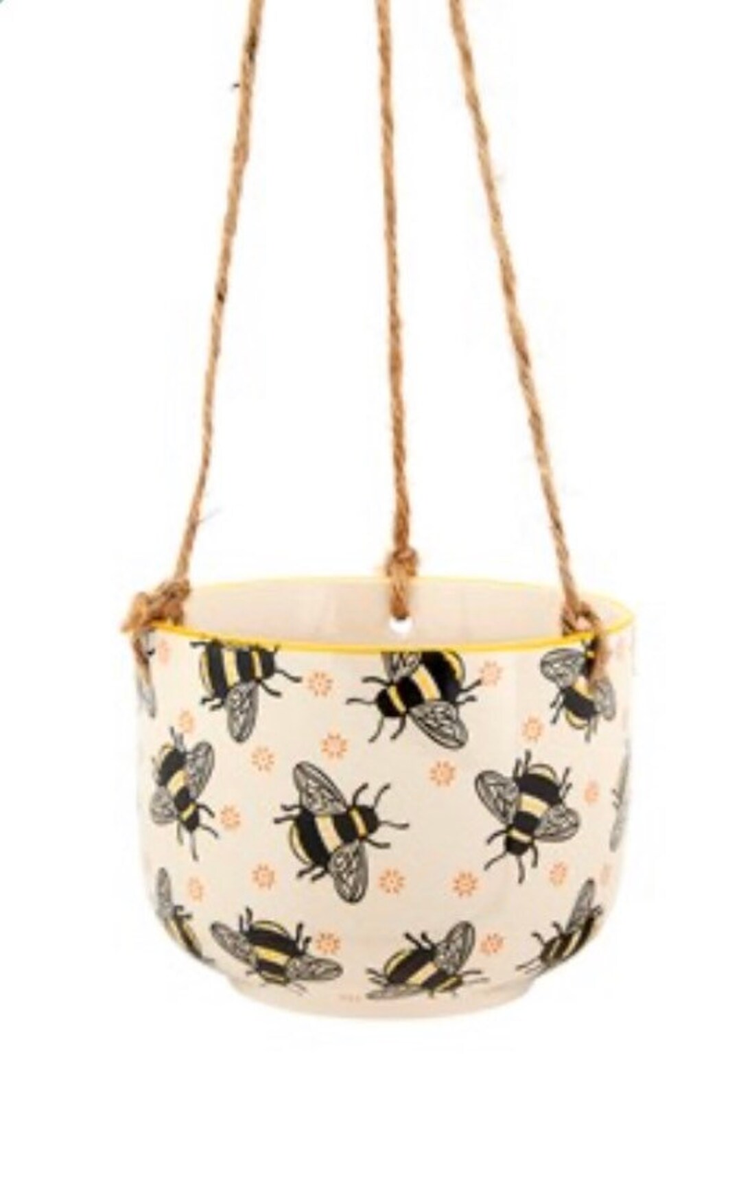 Queen Bee Hanging Planter, Plant Pot, Ceramic, Bee Design, Gold & White ...