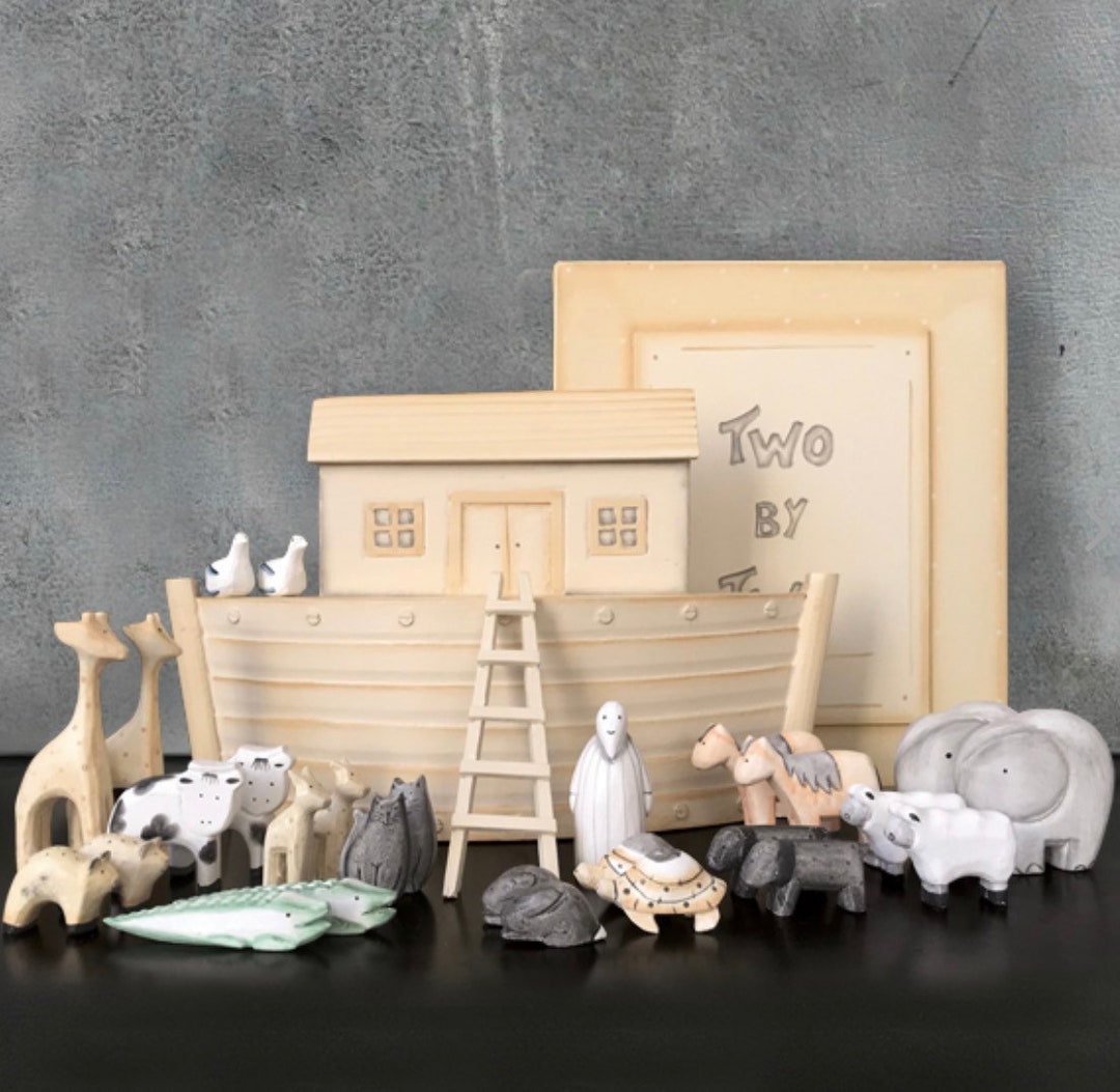 Noah’s Ark Set, Wooden, Bible, Biblical Stories, Christening, Naming ...