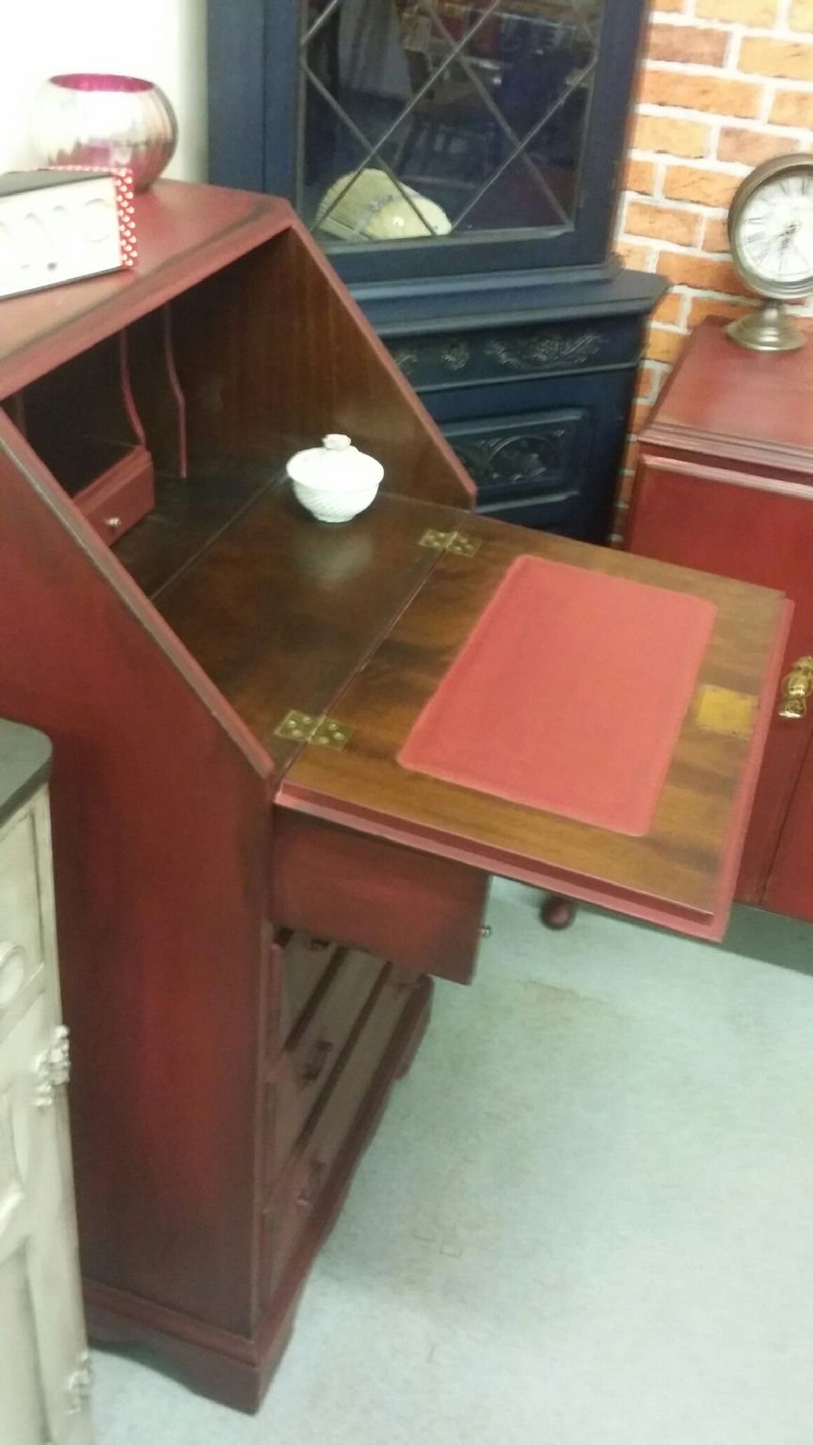 SOLD Shabby Chic Vintage Writing Desk Bureau, Deepest Burgundy, Dark ...