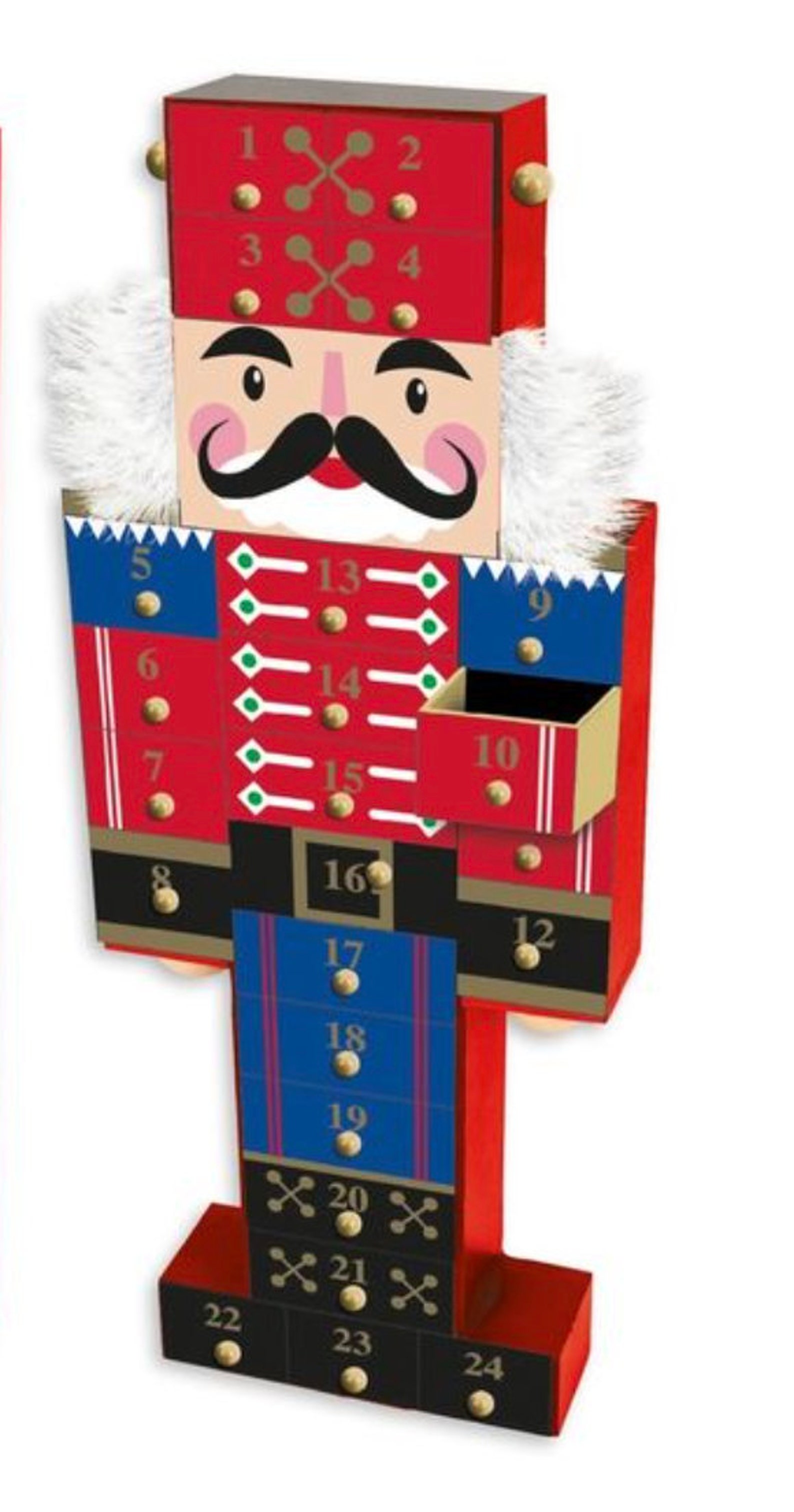 Traditional Wooden Soldier Christmas Advent Calendar Countdown, Box ...