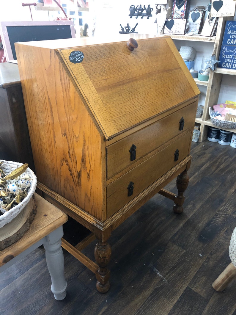 SOLD Shabby chic solid wood bureau writing desk for office | Etsy