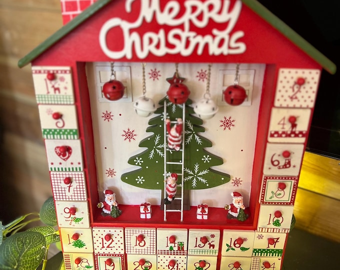 Unique Wooden Advent Calendar Christmas Family Heirloom Victorian ...