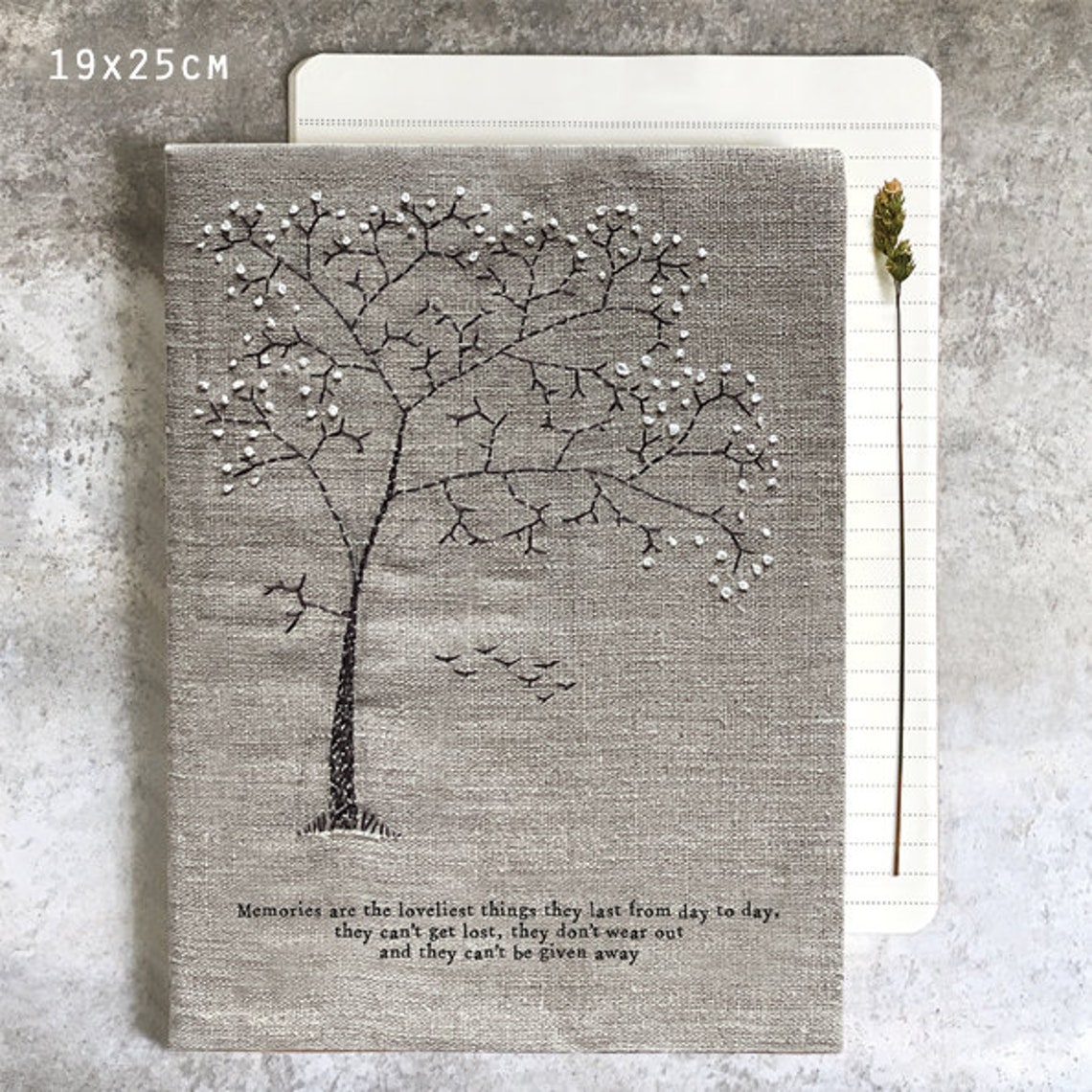 Large Linen Note Book / Journal - Memories Are the Loveliest Poem, Gift ...