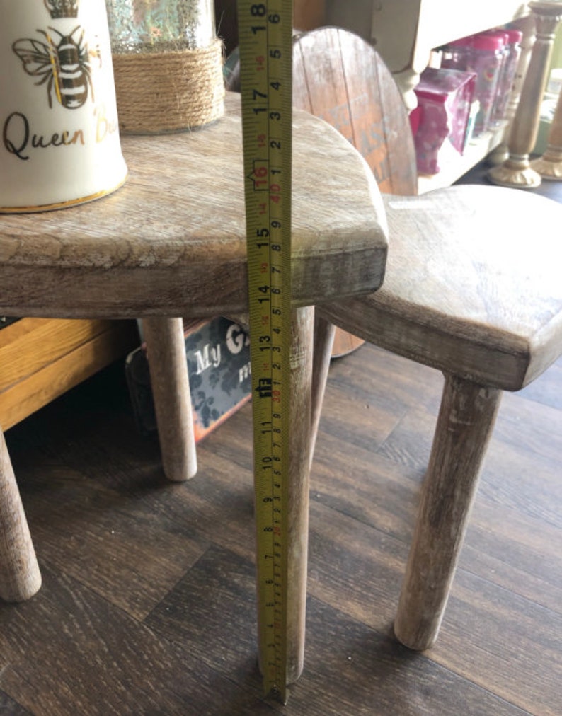 Set of 2 Wooden Heart Shape Stacking Stools / Side Tables / - Etsy