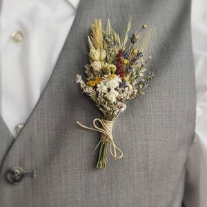 Rustic Wildflower Wedding Boutonnieres, Natural Dried Flowers, Lavender ...