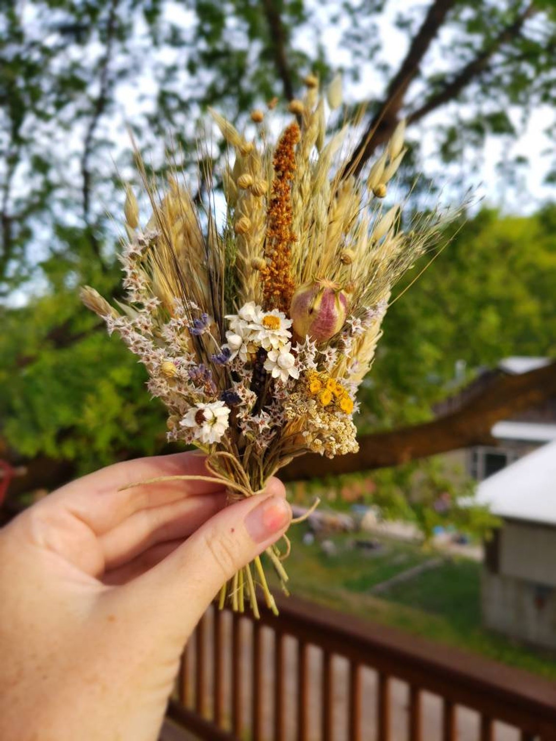 Rustic wildflower Bouquets Wheat Dried Flowers Bridesmaid | Etsy