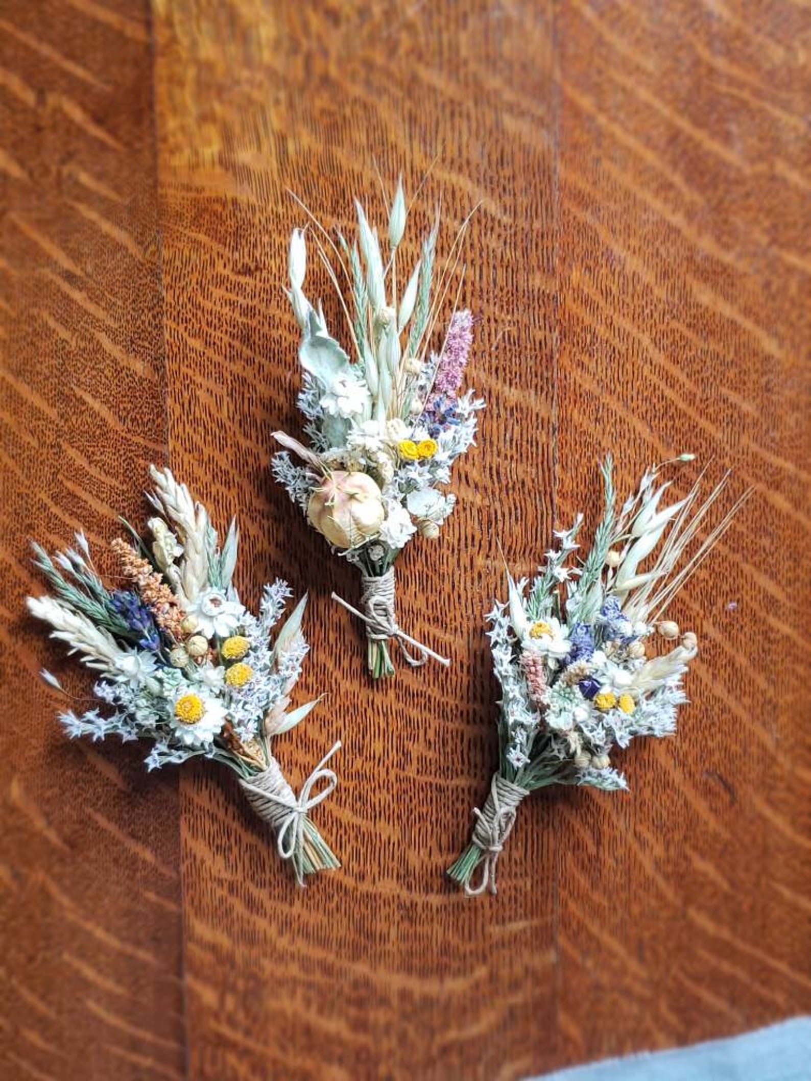 Rustic Wildflower Wedding Boutonnieres Natural Dried Flowers | Etsy