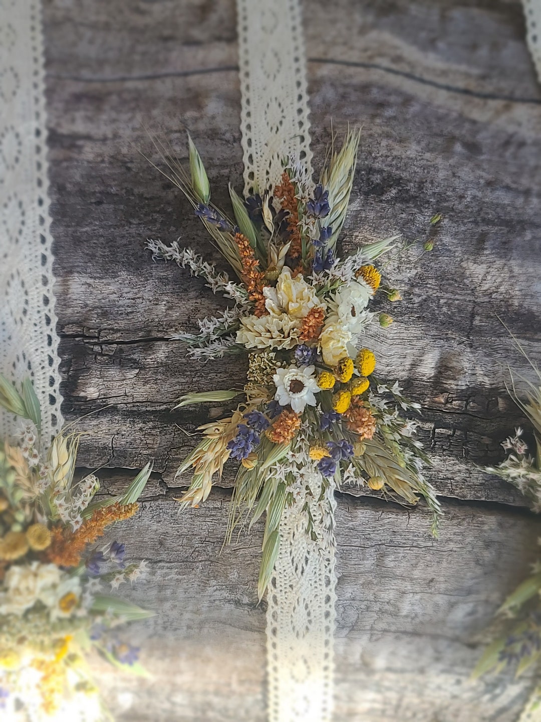 Rustic Wildflower Wedding Corsages, Tie-on Lace, Twine, Burgundy ...