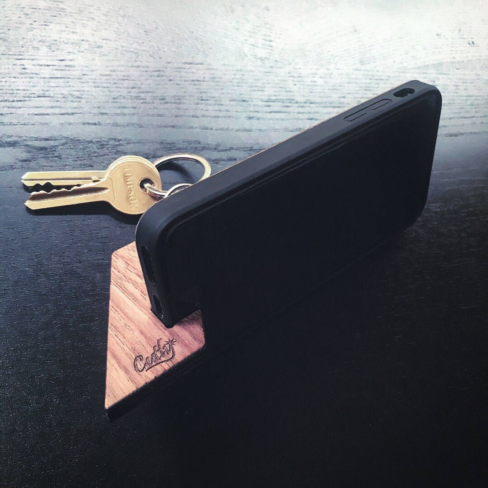 Real Wood Iphone Keyring Stand Fits All Iphones. Perfect Add - Etsy