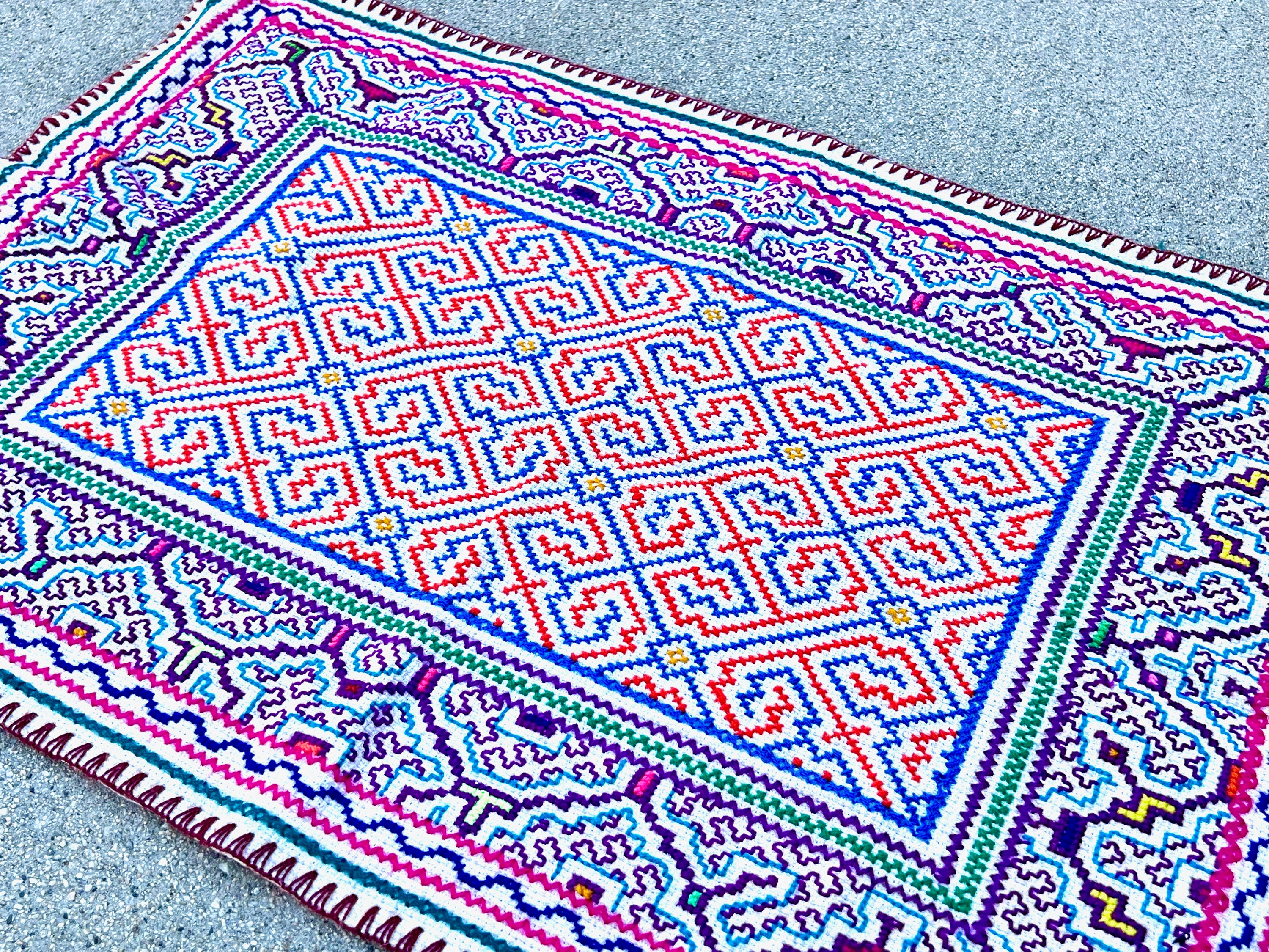 Shipibo Manta Cloth by Maestra Mathilde, 17 x 25, Icaro for Mucura ...