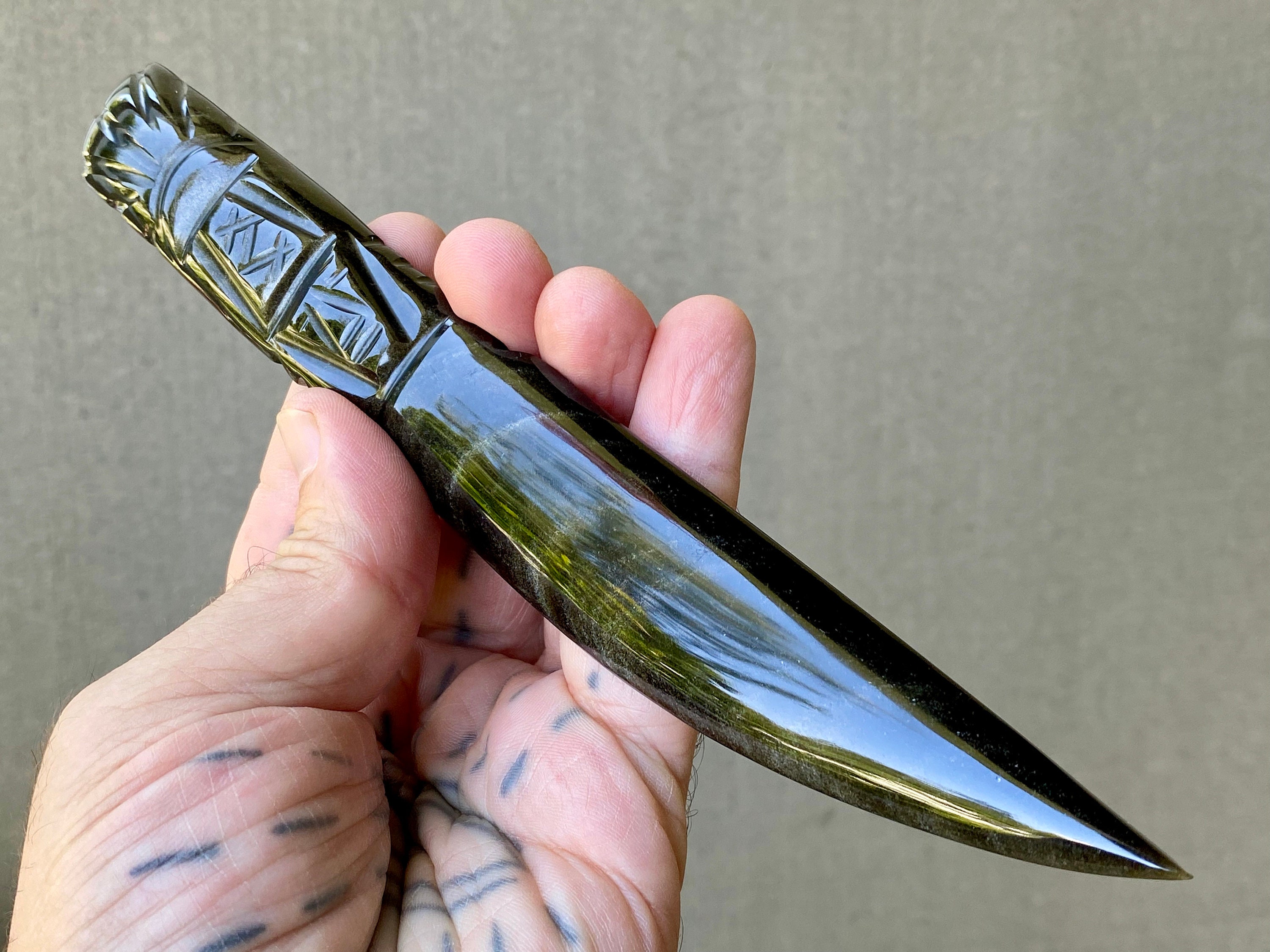Ceremonial Dagger, Silver Sheen Obsidian Dagger, Mayan Athame ...