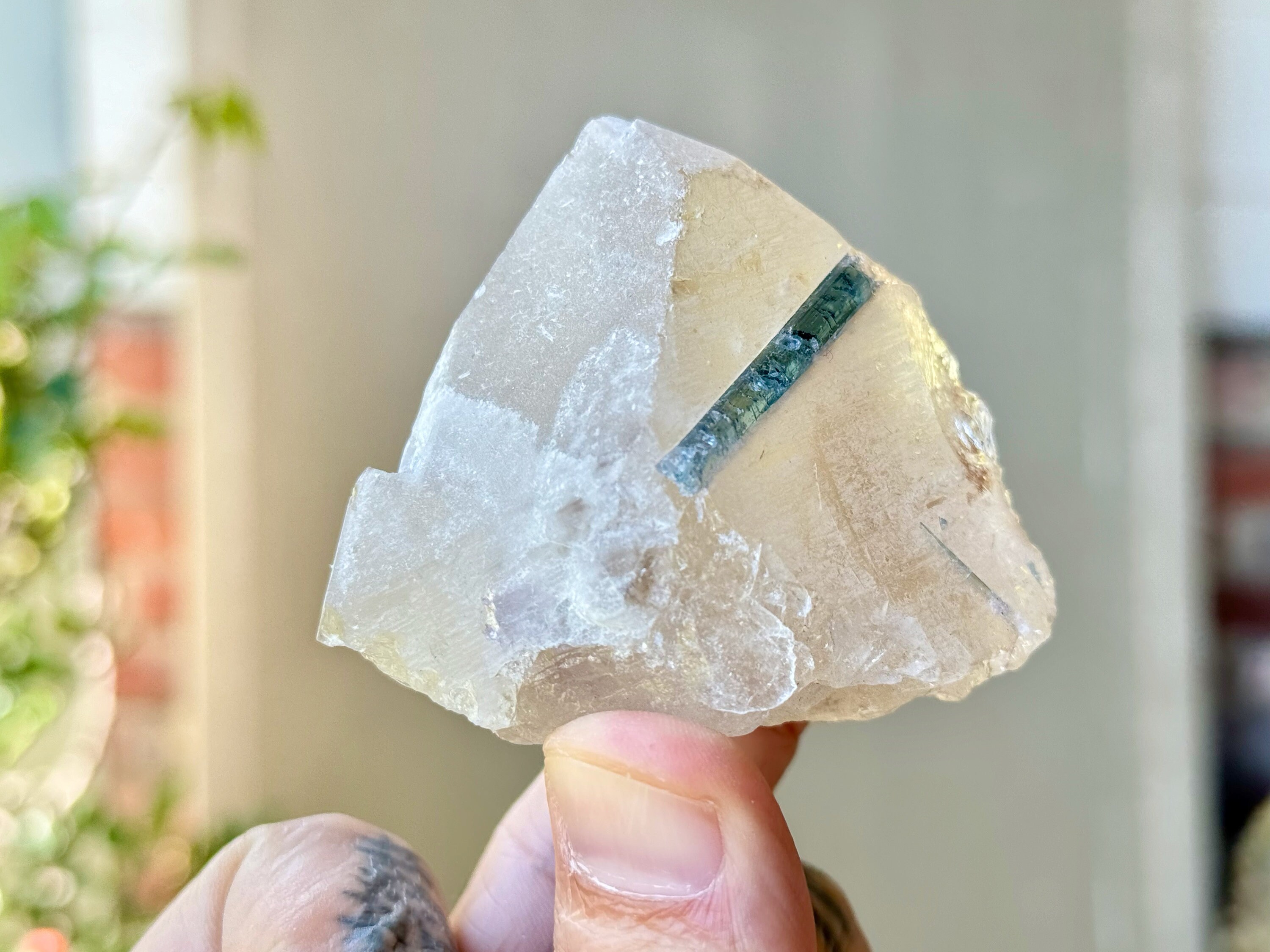 Natural Citrine with Indicolite Blue Tourmaline Inclusion, 138g, New ...