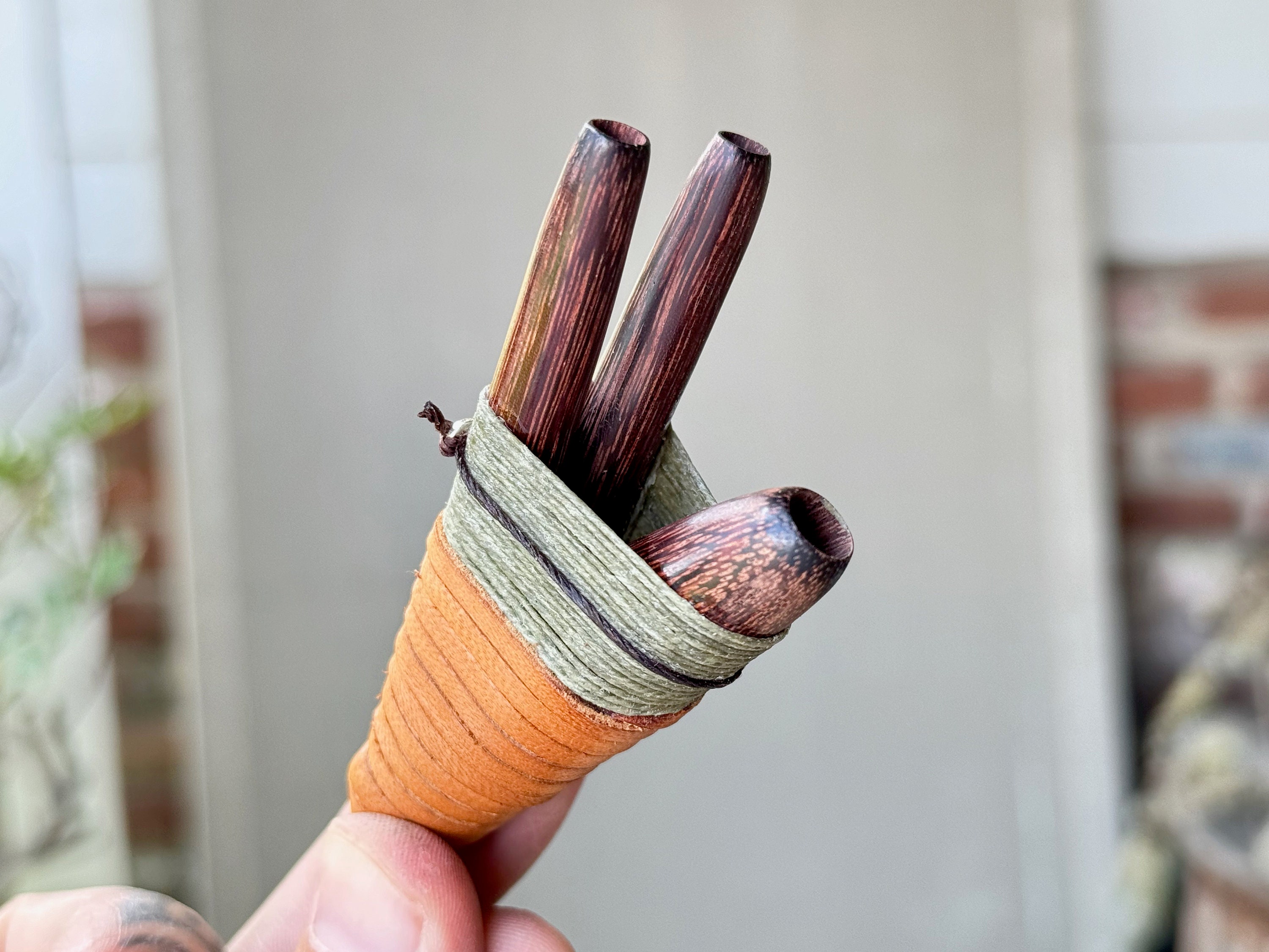 Double Kuripe Pipe, Handcrafted Natural Dark Wood Double Barrel Kuripe ...