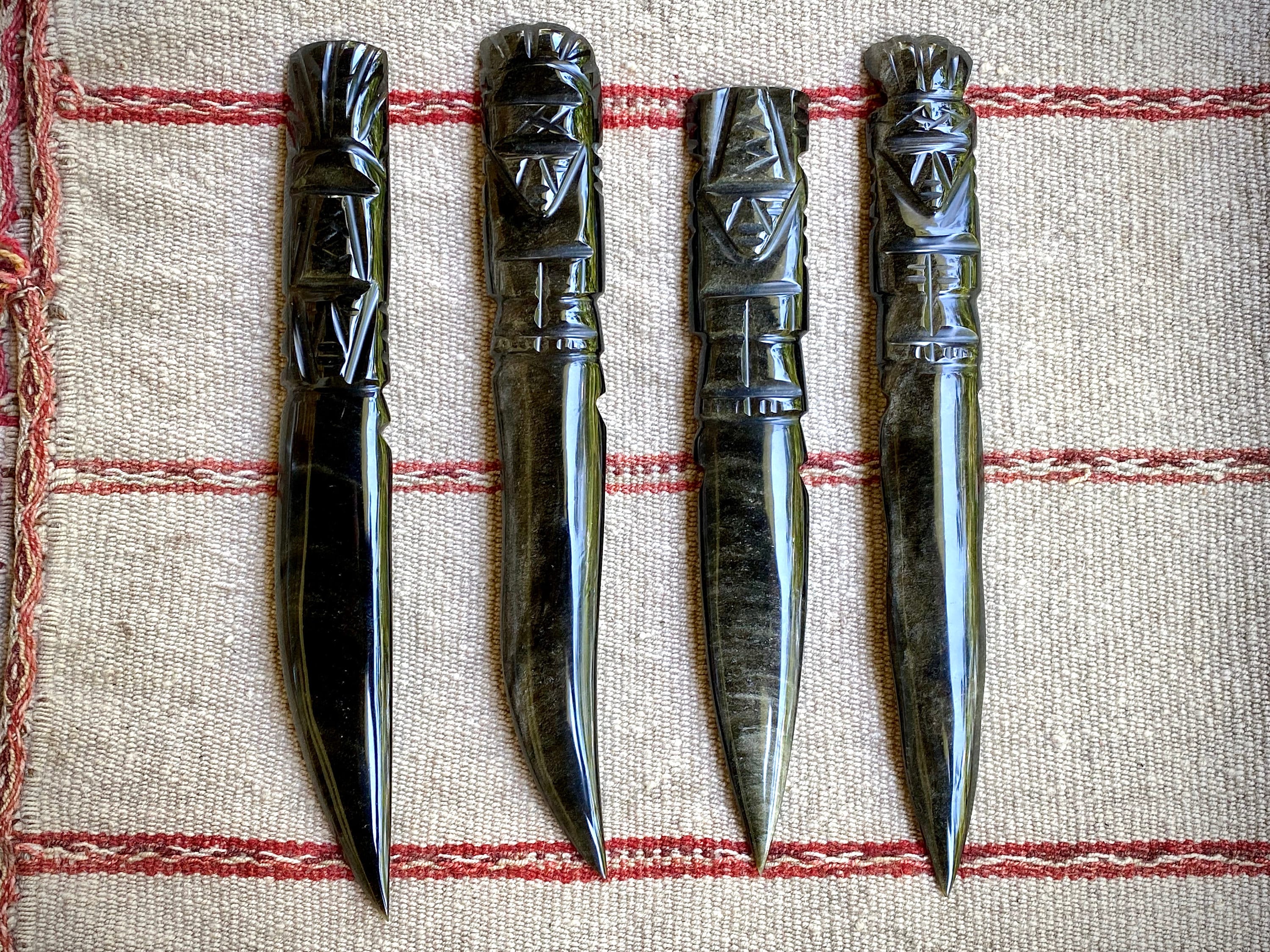 Ceremonial Dagger, Silver Sheen Obsidian Dagger, Mayan Athame ...