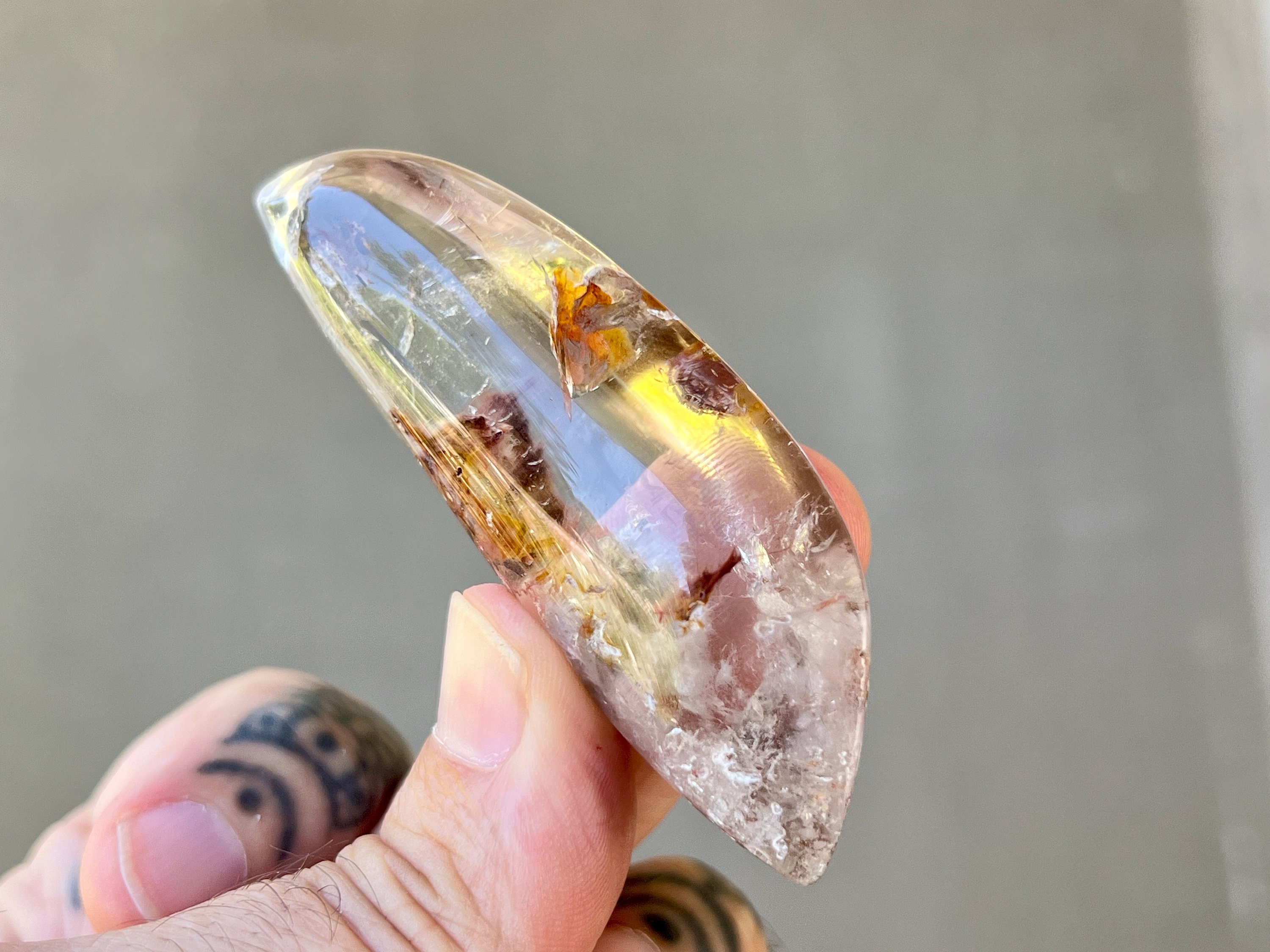 Quartz Crystal Ovular Dome with Dark Red Hematite Inclusions, Water ...