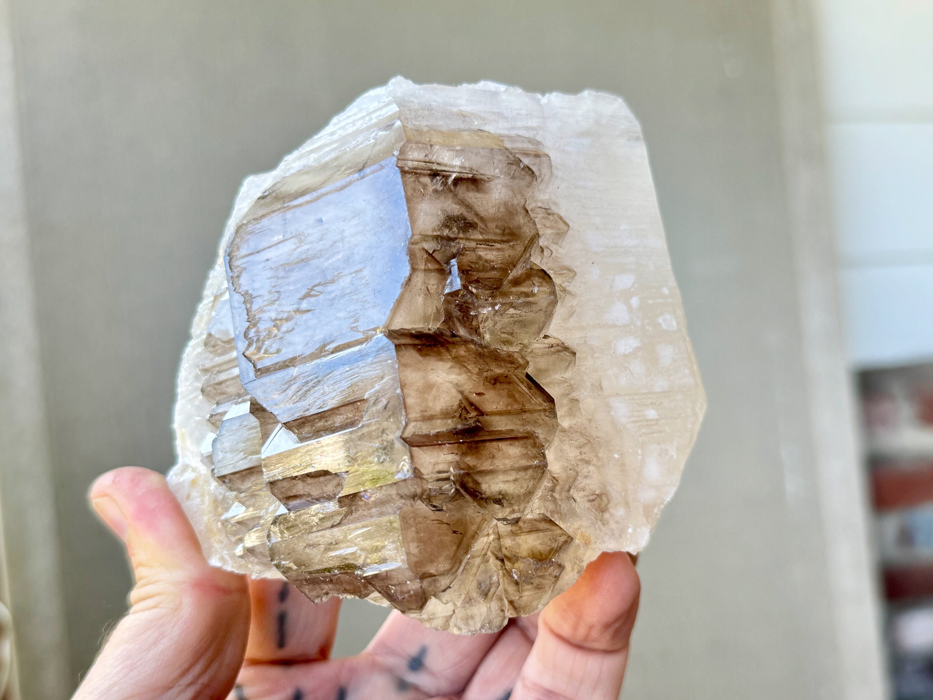 Elestial Jacare Quartz with Beautiful Smoky Overgrowth and Lustrous ...