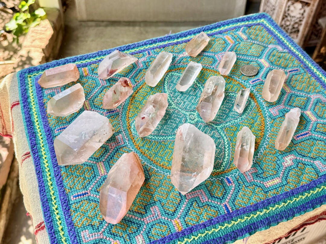 Tangerose Lemurian Quartz Lot, 17 Pcs (1 Kilo), Semi-polished Pink ...