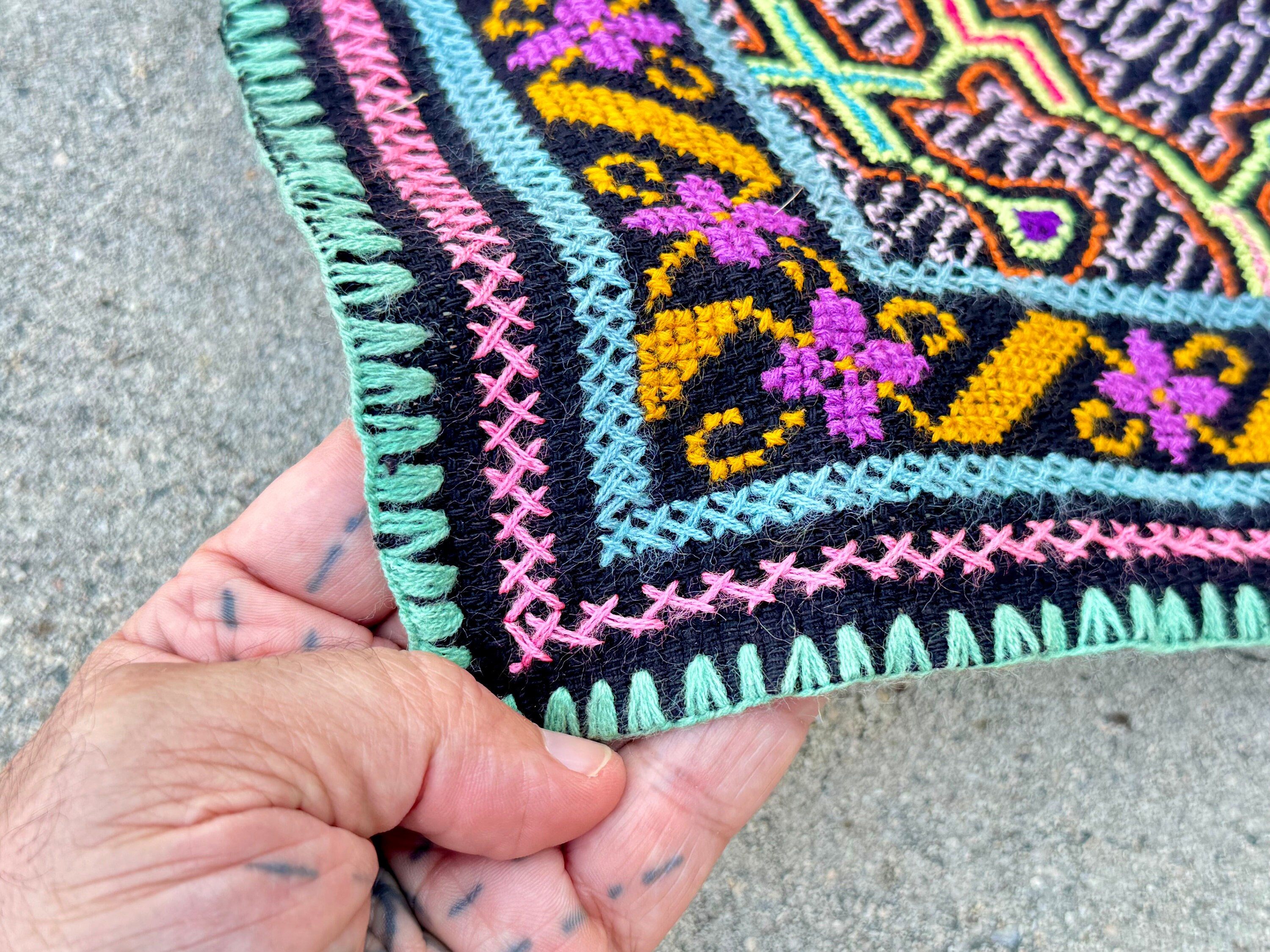 Shipibo Manta Cloth by Peruvian Artist Isabel Franchini, 13.5 x 17.5 ...