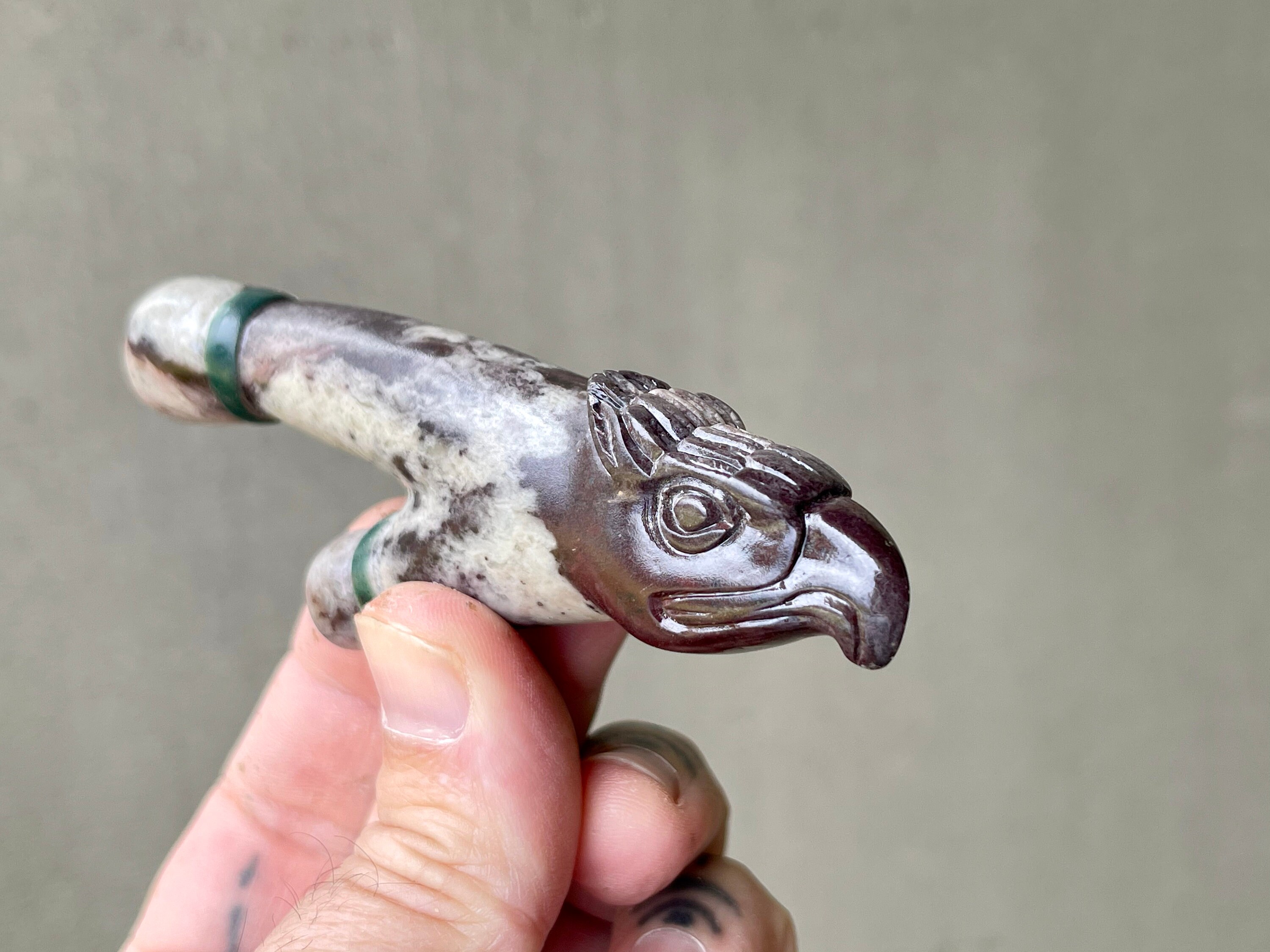 Kuripe, Rare Carved Stone Eagle Kuripe from Andean Highlands (Chavín ...