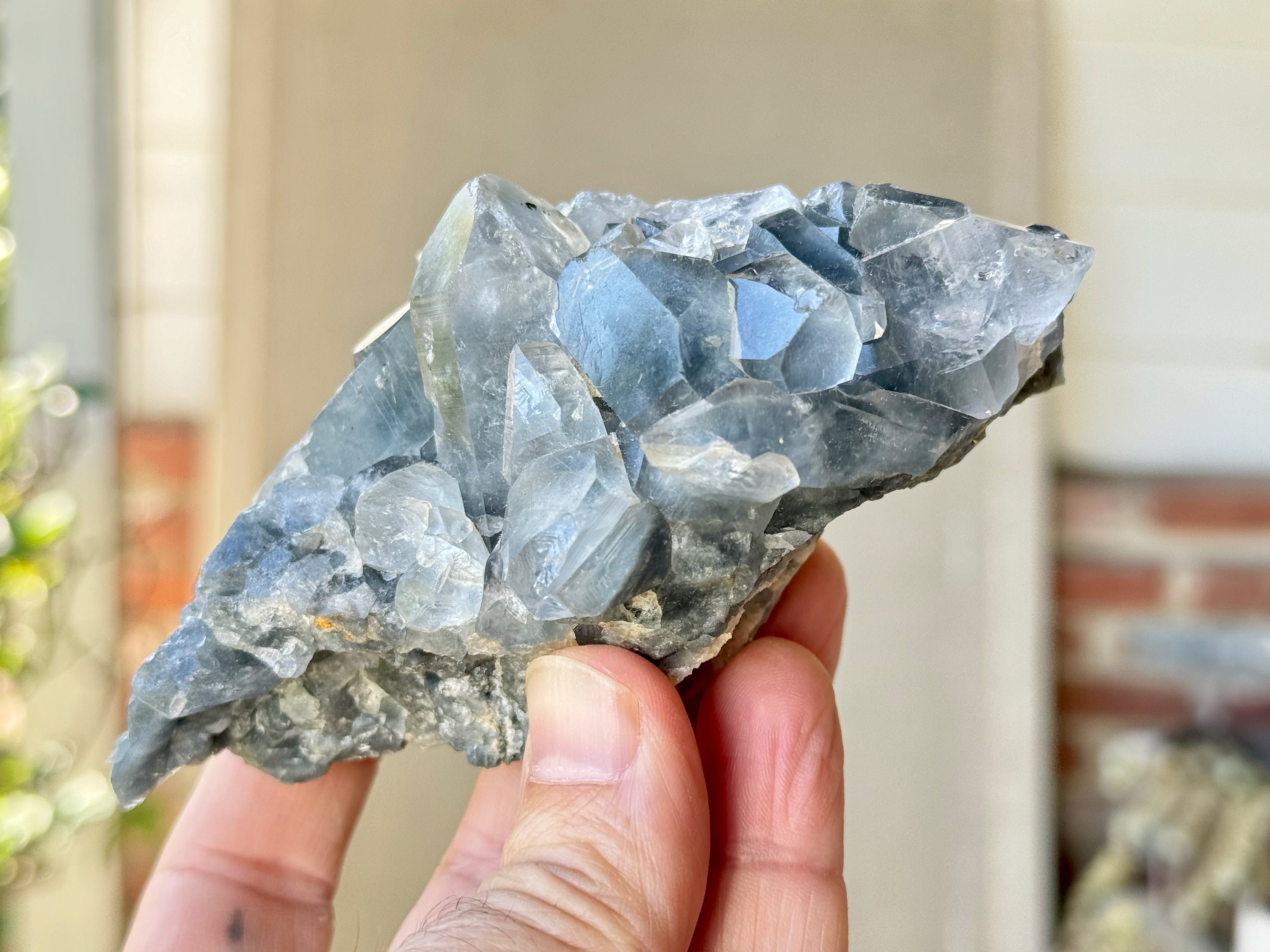 Blue Tara Quartz Cluster with Vibrant Blue Riebeckite Inclusions, New ...
