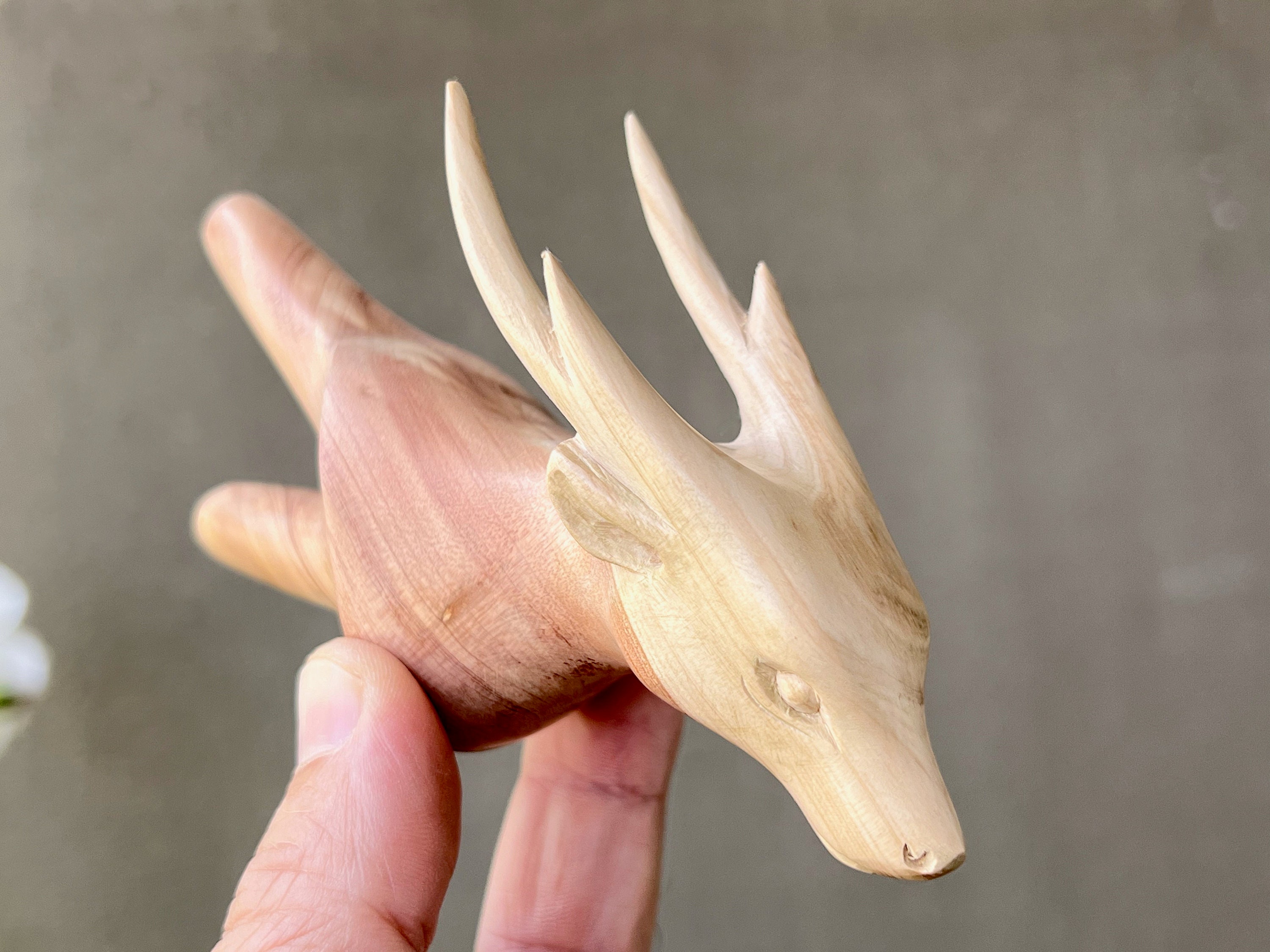 Deer Kuripe, Solid Wood Single Block Deer Totem Kuripe, Hand Carved ...