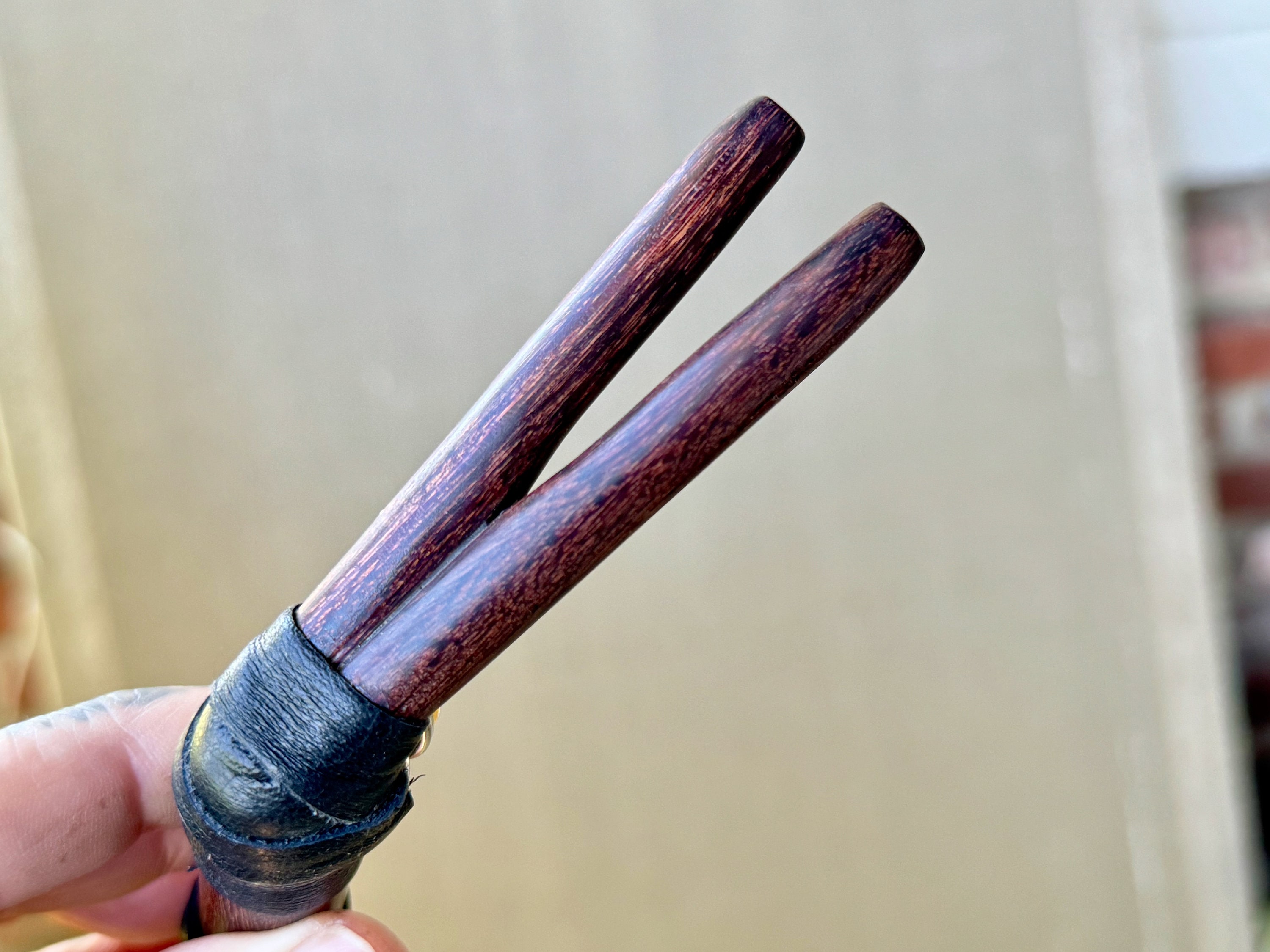 Double Tepi Pipe with Citrine, Solid Dark Tamarind Wood Tepi ...
