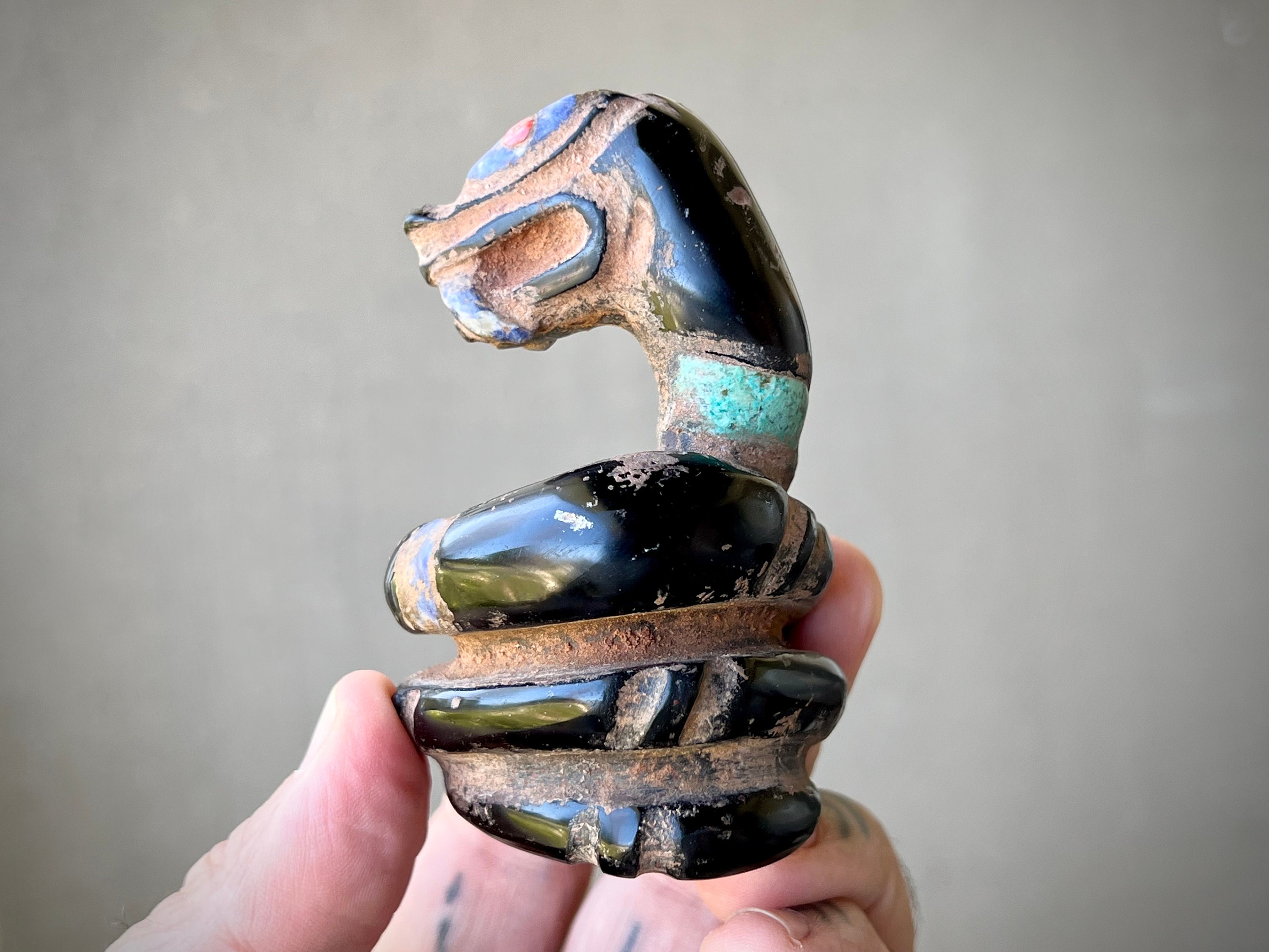 Incan Obsidian Serpent by Peruvian Artist José Aguilar, Carved Crystal ...