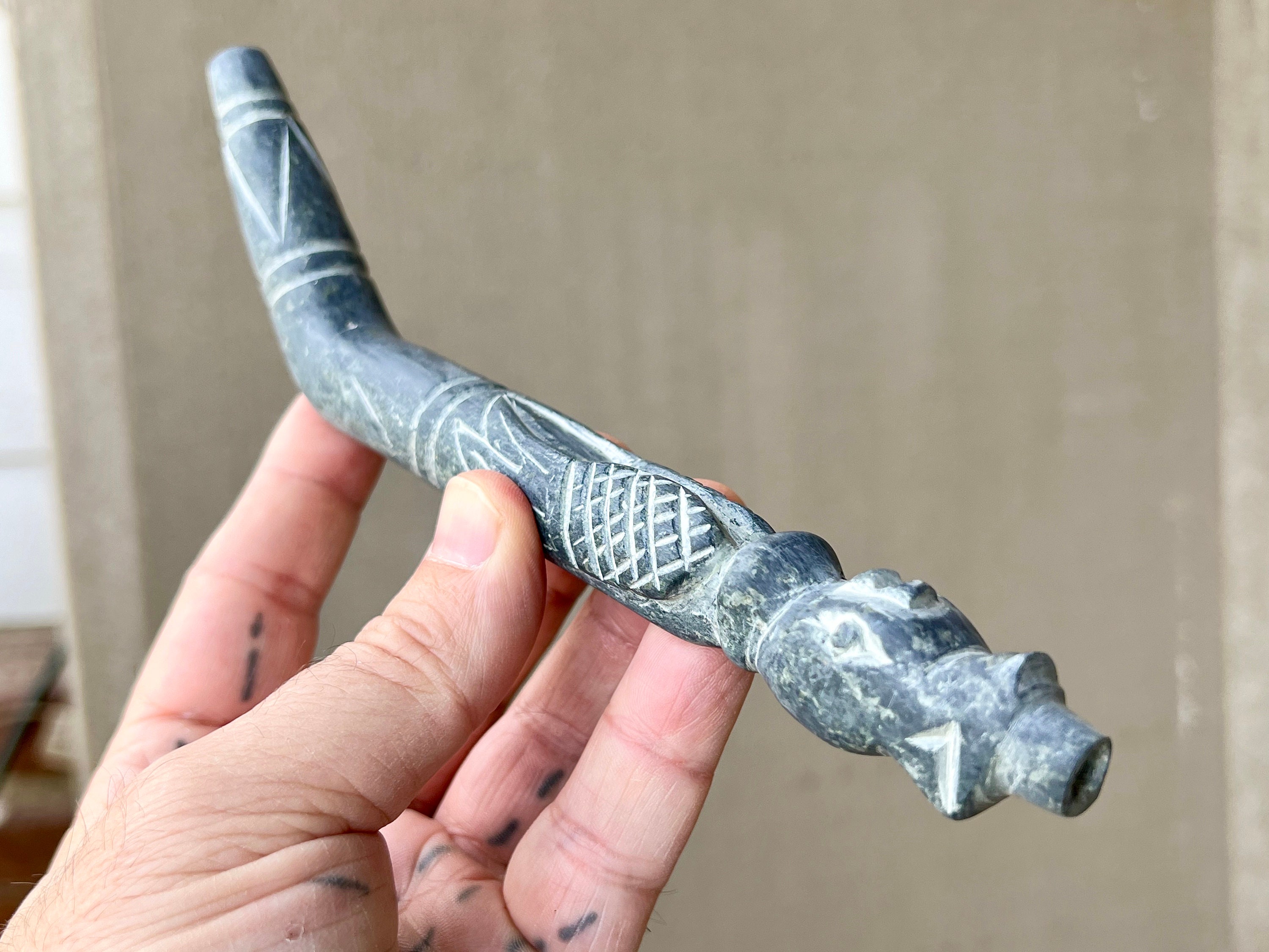 Andean Tepi Pipe, Carved Stone Tepi, Your Choice of Serpent, Condor or ...