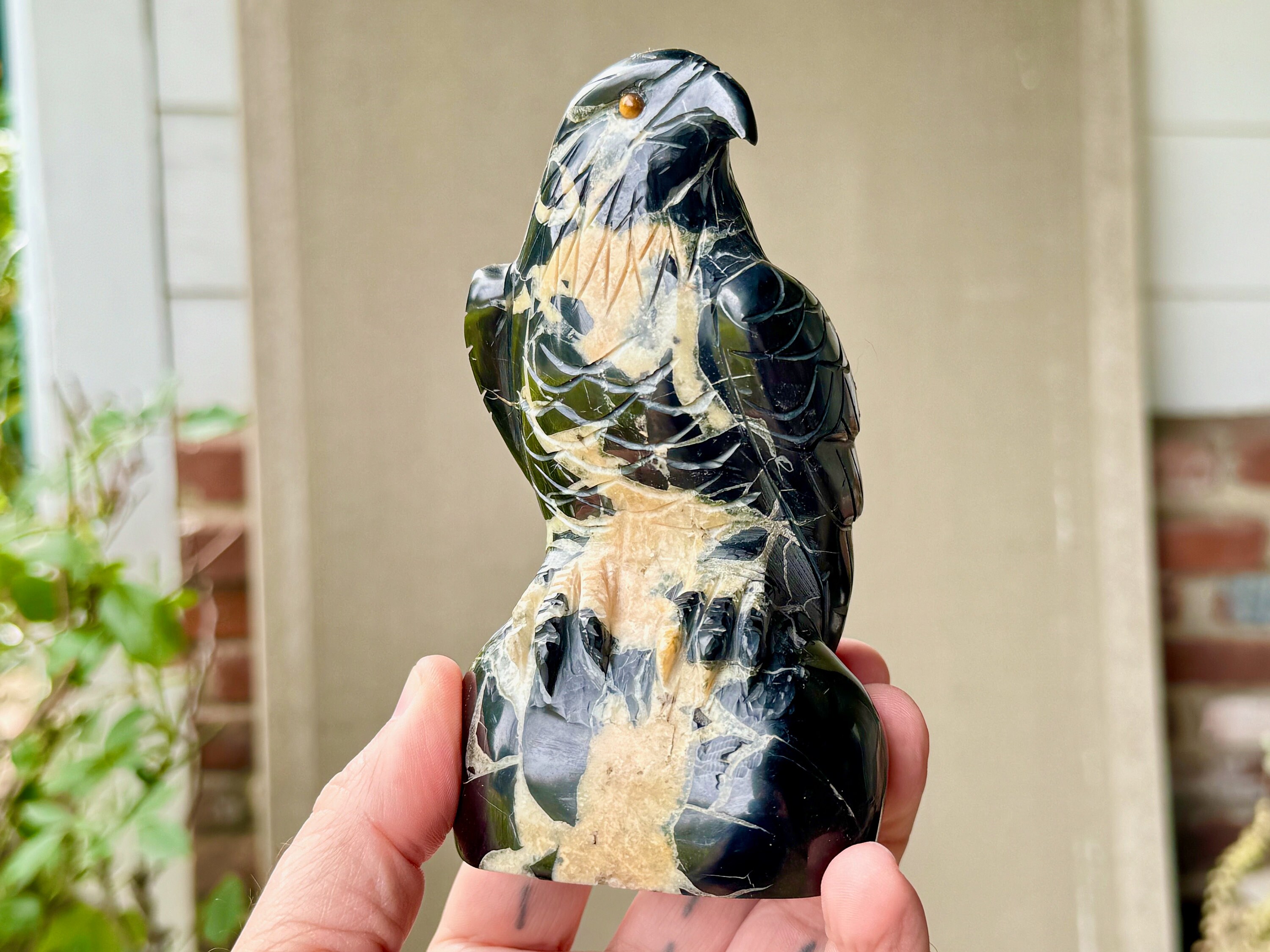 Andean Eagle Statue by Peruvian Artist Ozwaldo Perez, Hand Carved from ...