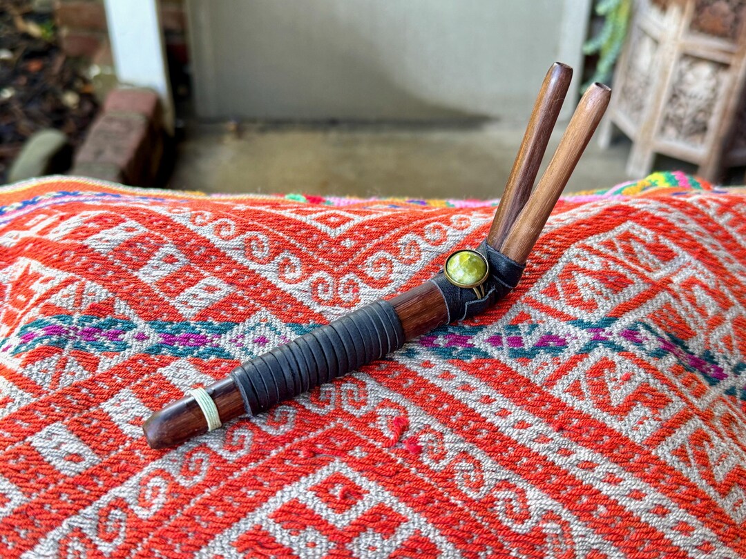 Double Tepi Pipe With Serpentine, Handcrafted Dark Wood Tepi ...