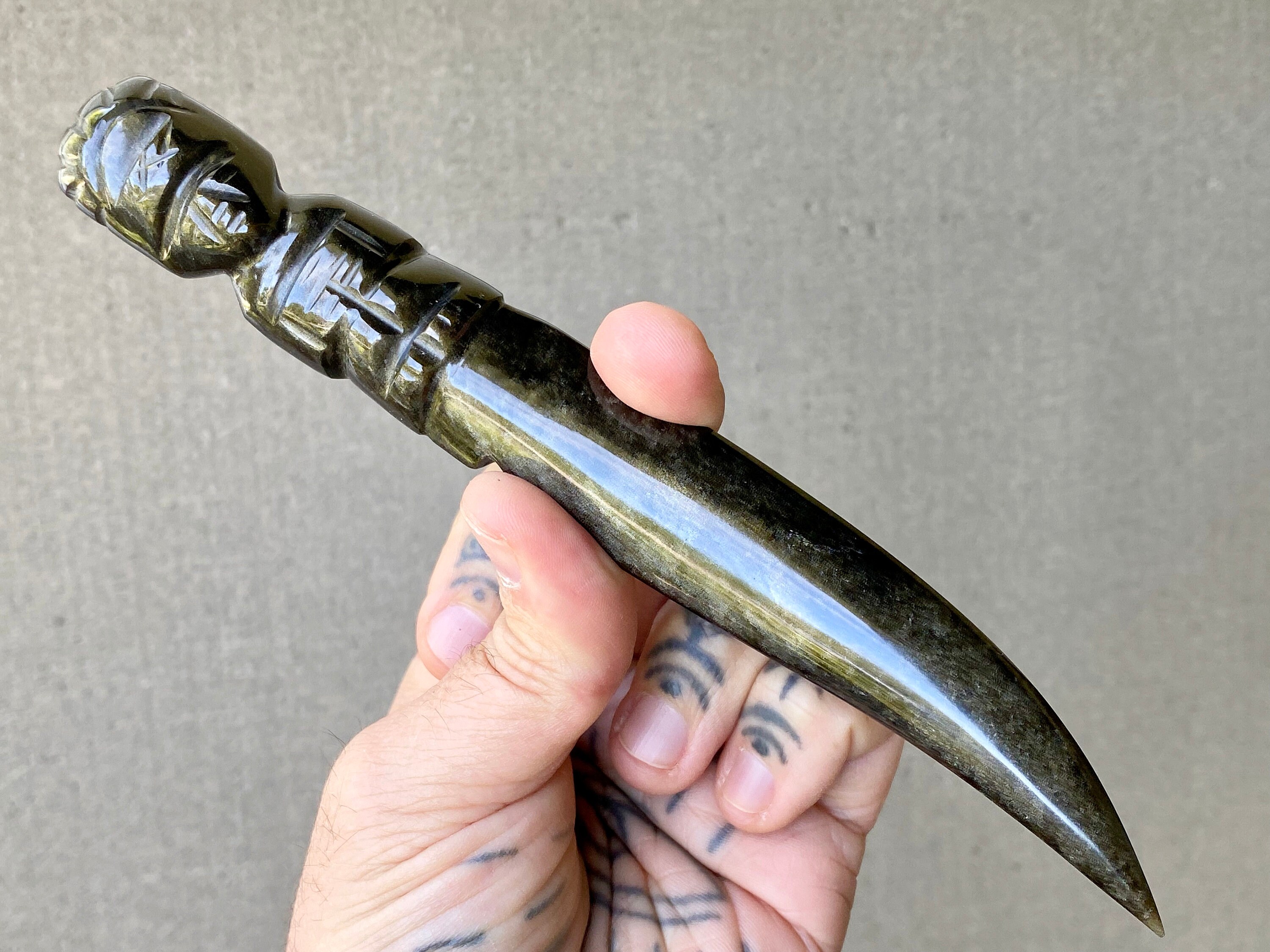 Ceremonial Dagger for Energetic Cord Cutting, Silver Sheen Obsidian ...