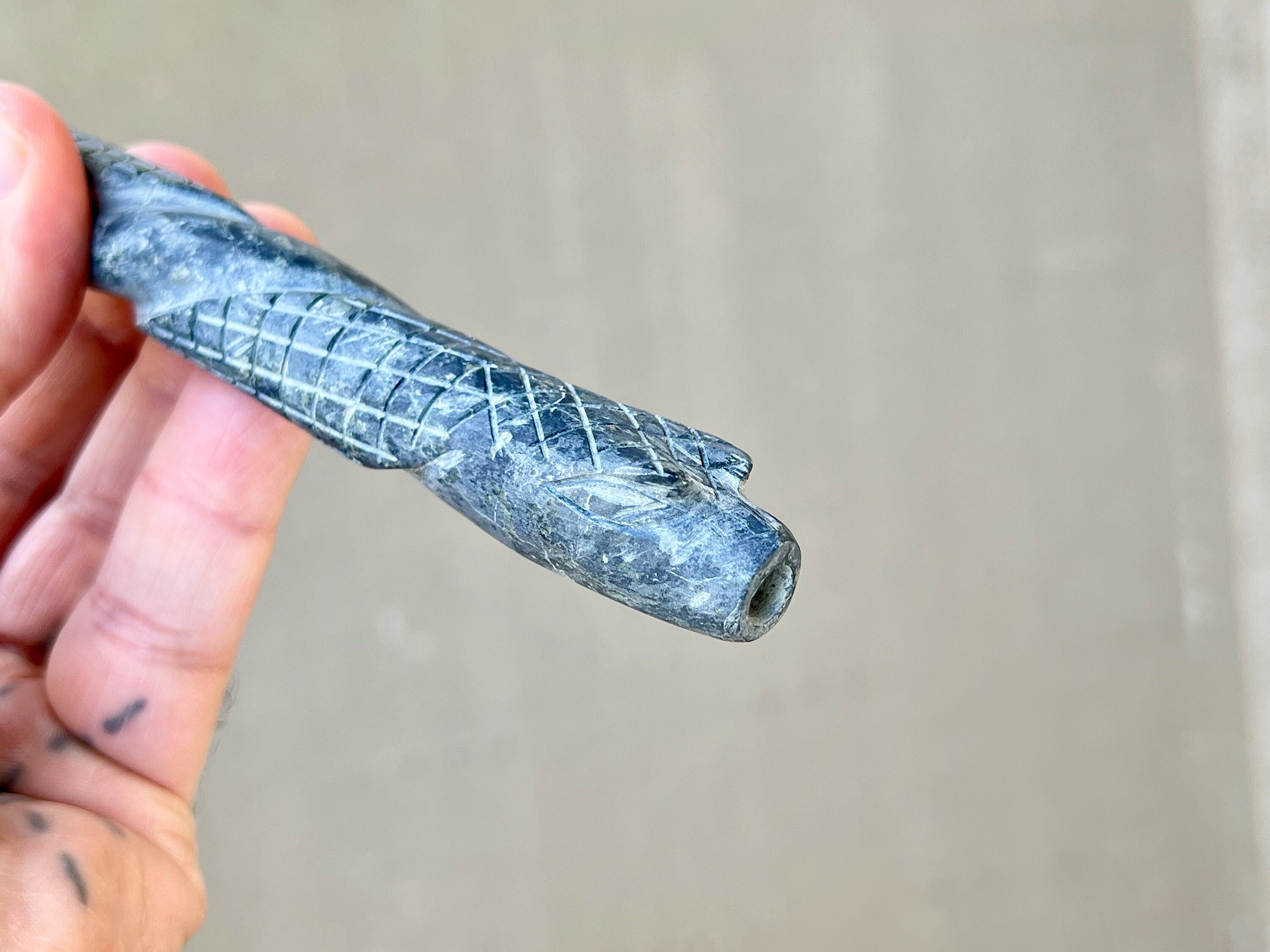 Stone Tepi Pipe, Andean Serpent Totem Tepi, Hand Carved from Stone in ...