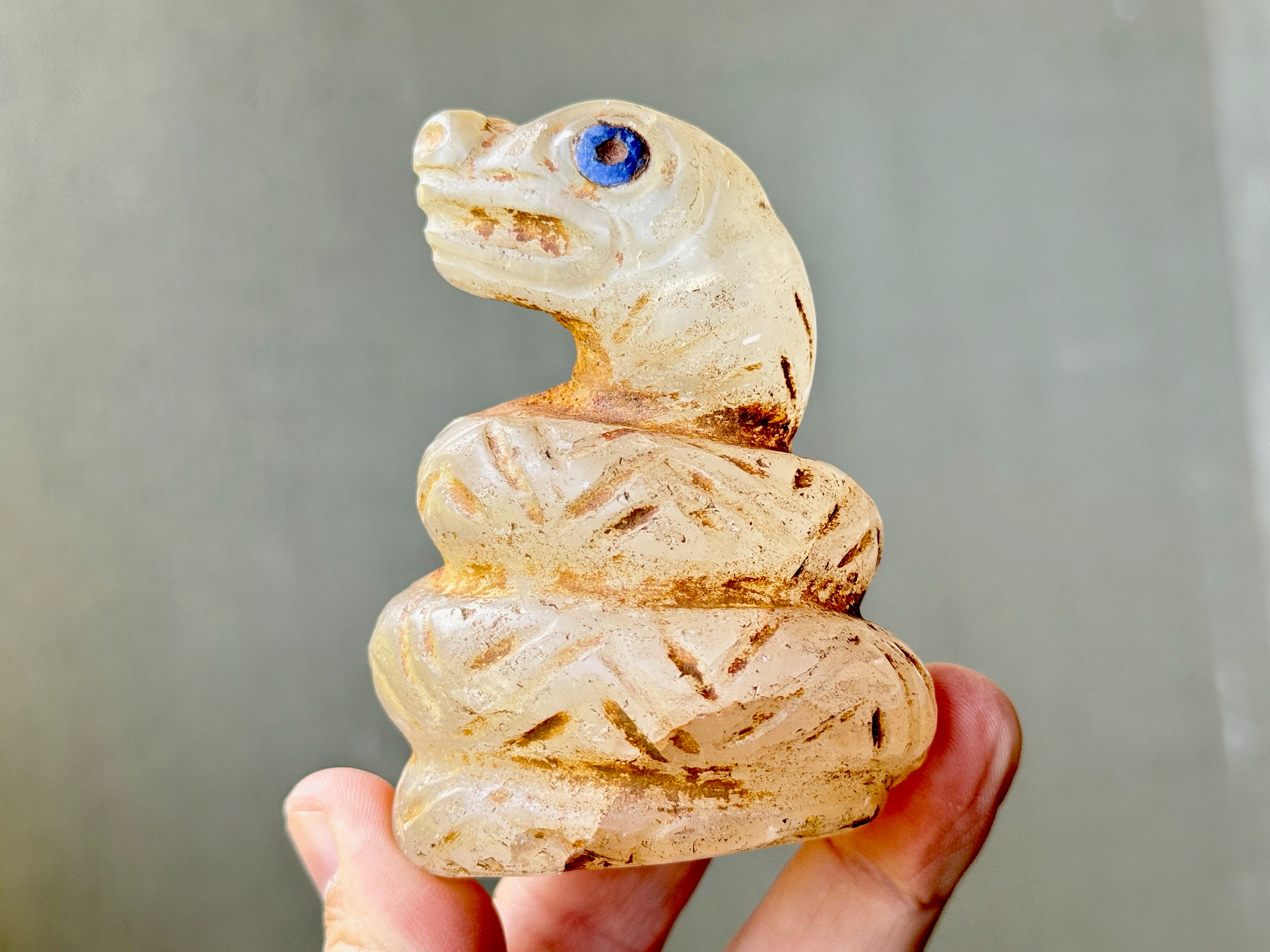 Incan Crystal Serpent, Hand Carved Quartz Snake Figurine for Shamanic ...