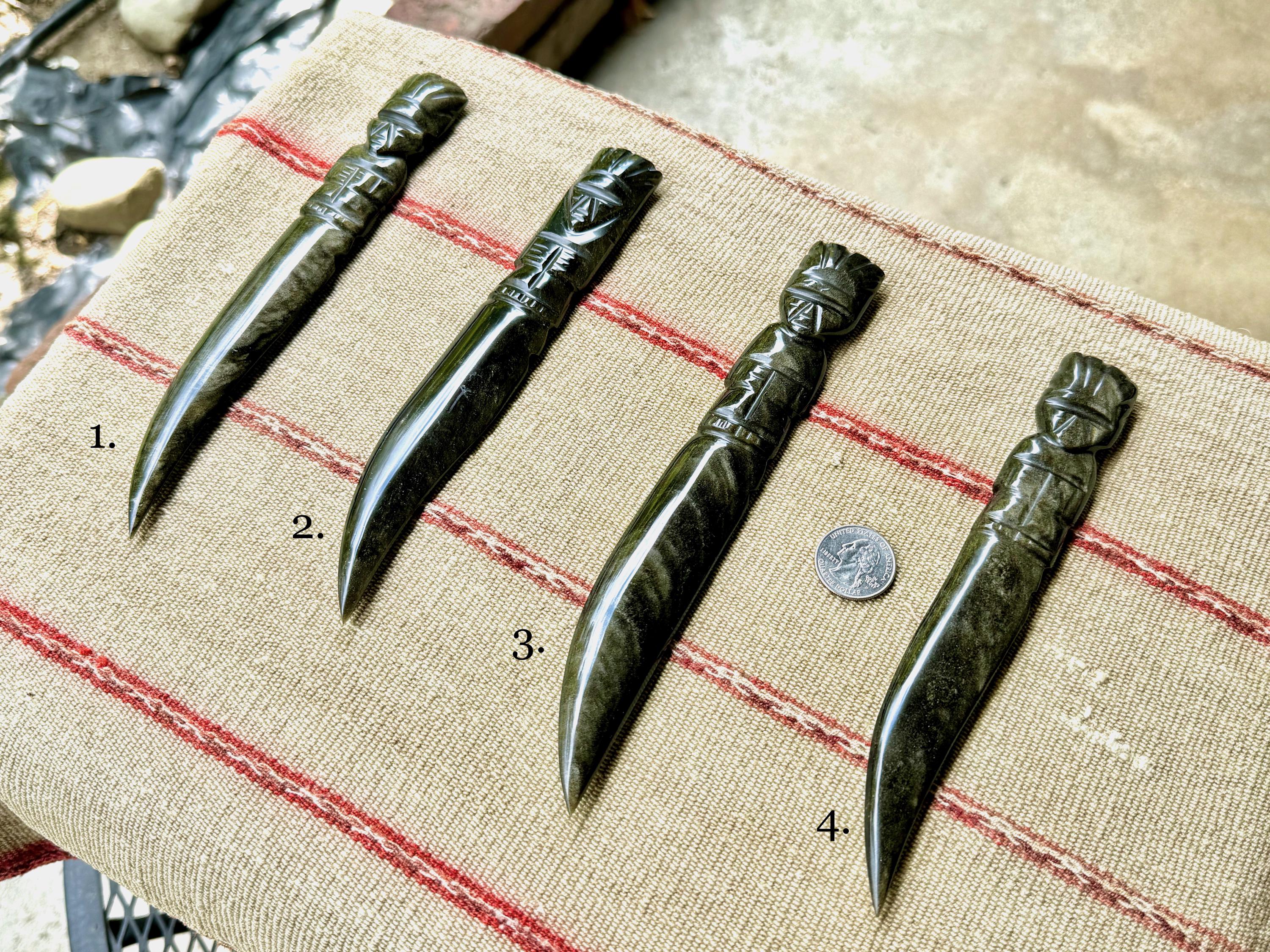 Obsidian Dagger for Energetic Cord Cutting, Choose ONE of Four Silver ...