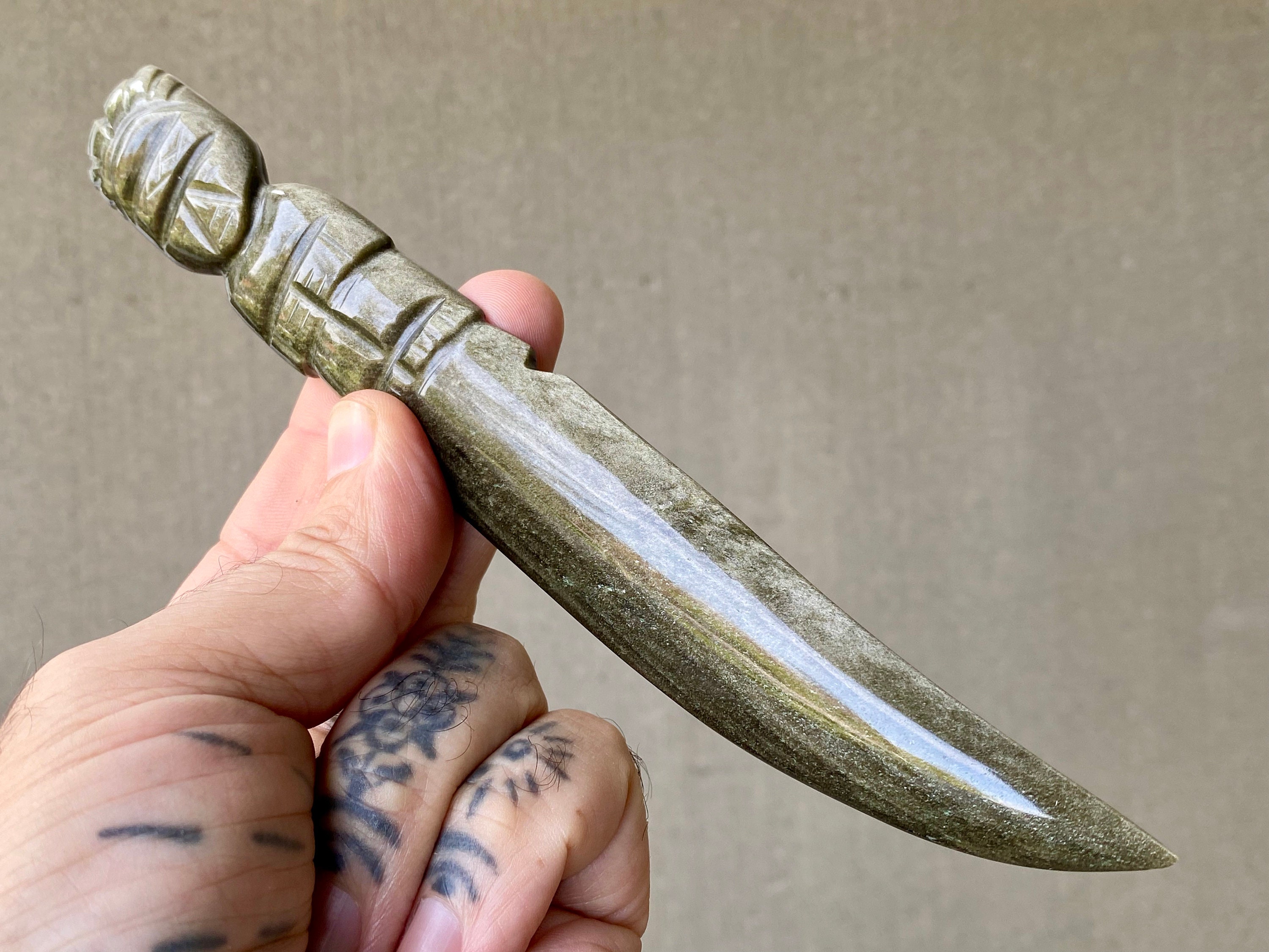 Ceremonial Dagger, Silver Sheen Obsidian Dagger with Extraterrestrial ...