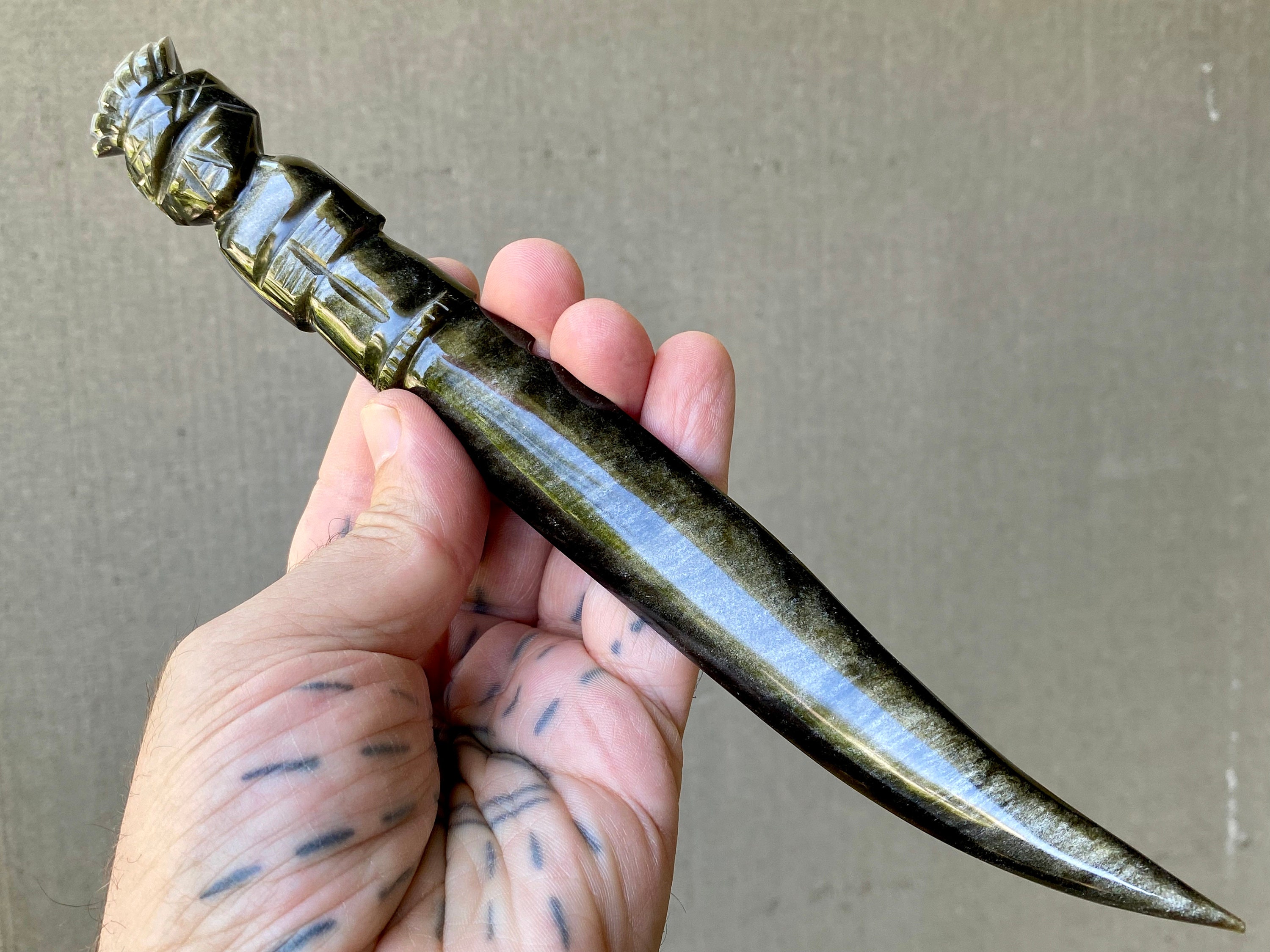 Ceremonial Dagger, Silver Sheen Obsidian Dagger, Mayan Athame ...