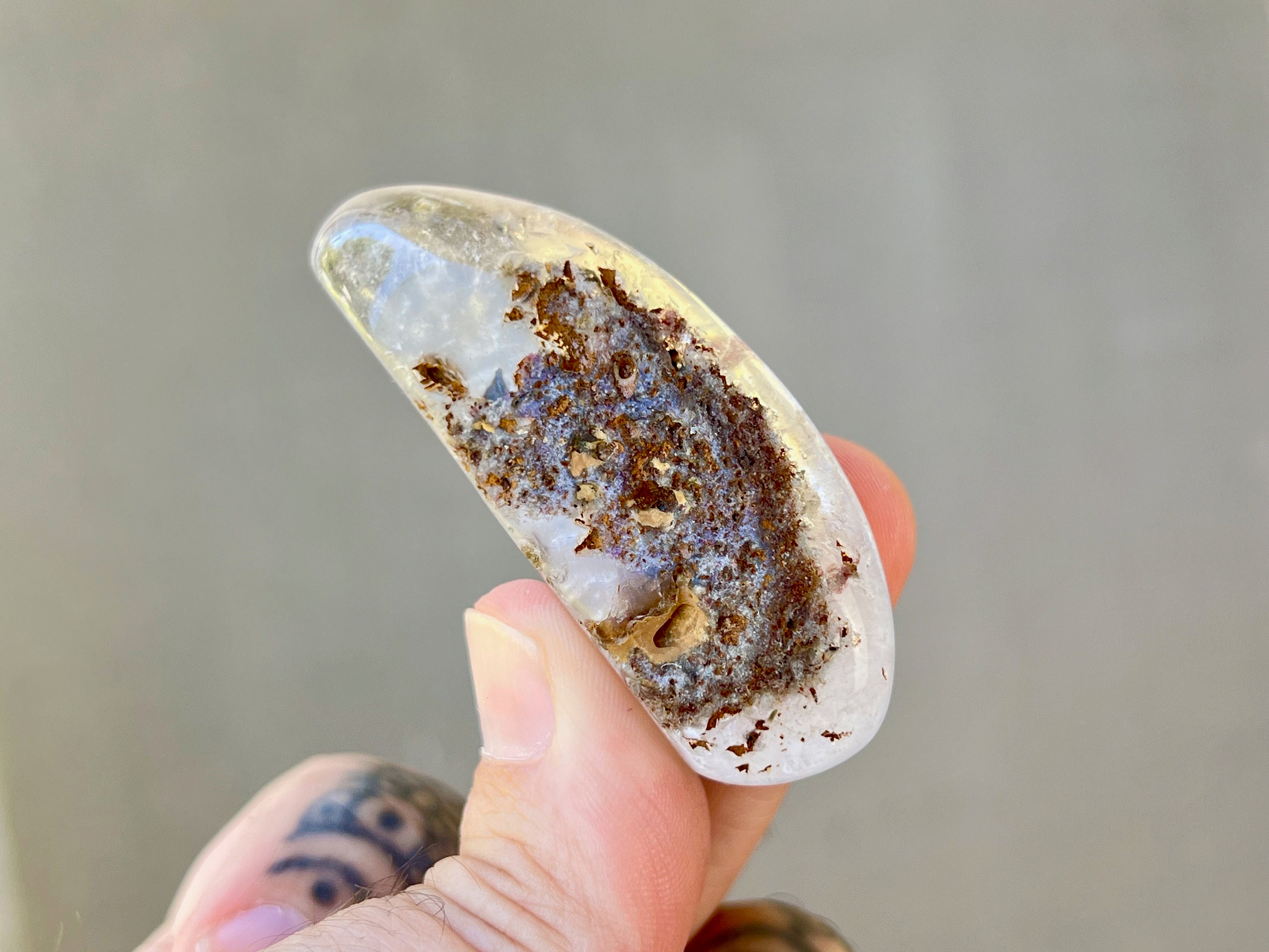 Quartz Crystal Ovular Dome with Dark Red Hematite Inclusions, Water ...