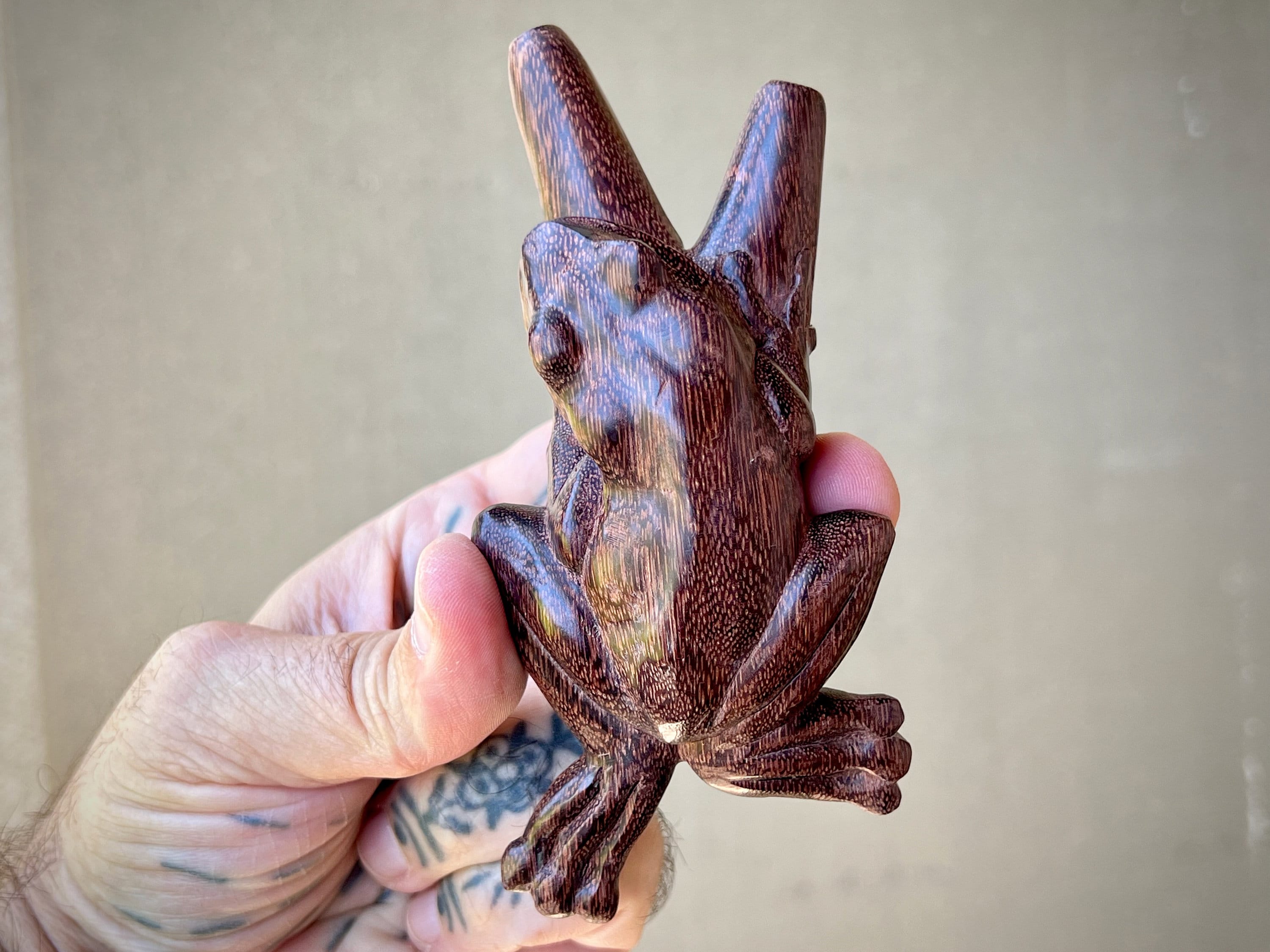 Monkey Tree Frog Totem Kuripe with Beautiful Detail, Hand Carved from a ...