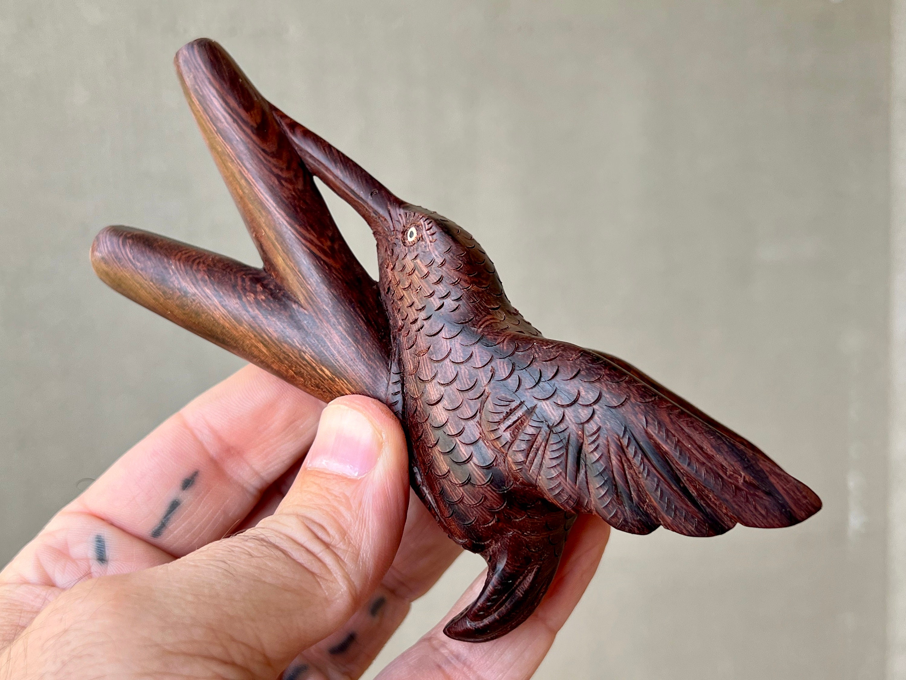 Hummingbird Kuripe, Single Block, Solid Ebony Wood Kuripe, Hand Carved ...