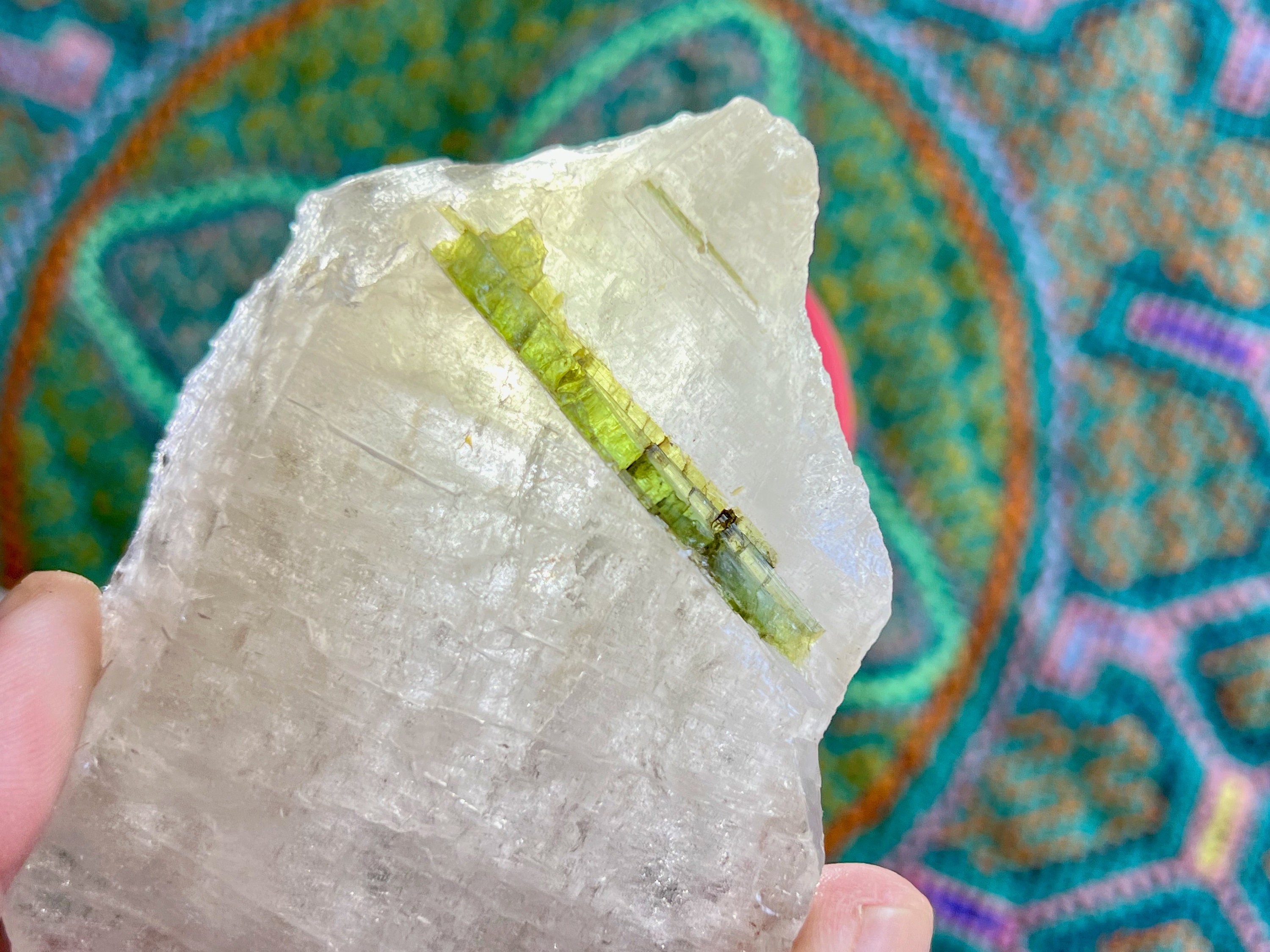 Quartz Crystal Shield with Green Tourmaline Inclusion, New Find ...