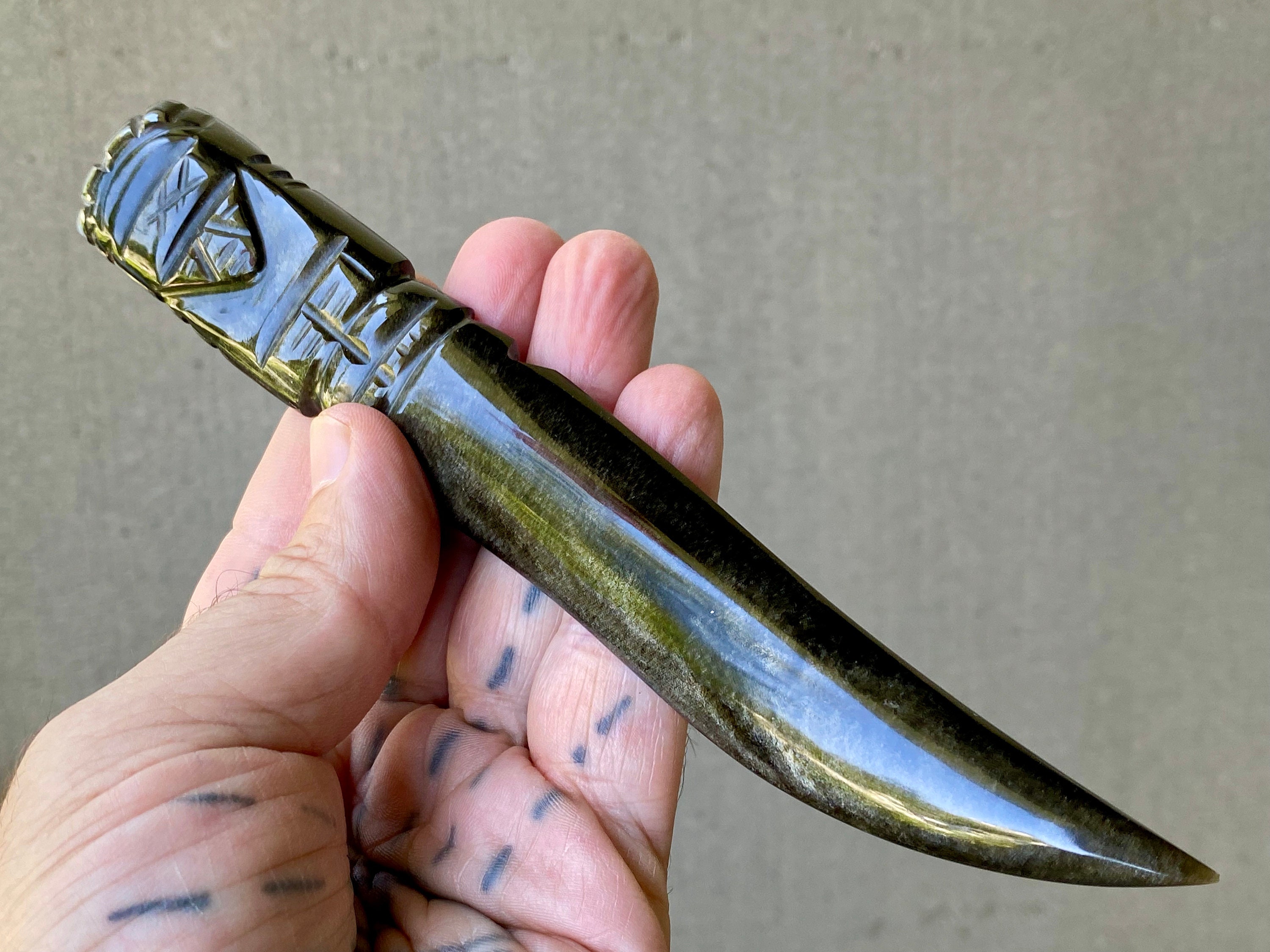 Ceremonial Dagger, Silver Sheen Obsidian Dagger, Mayan Athame ...