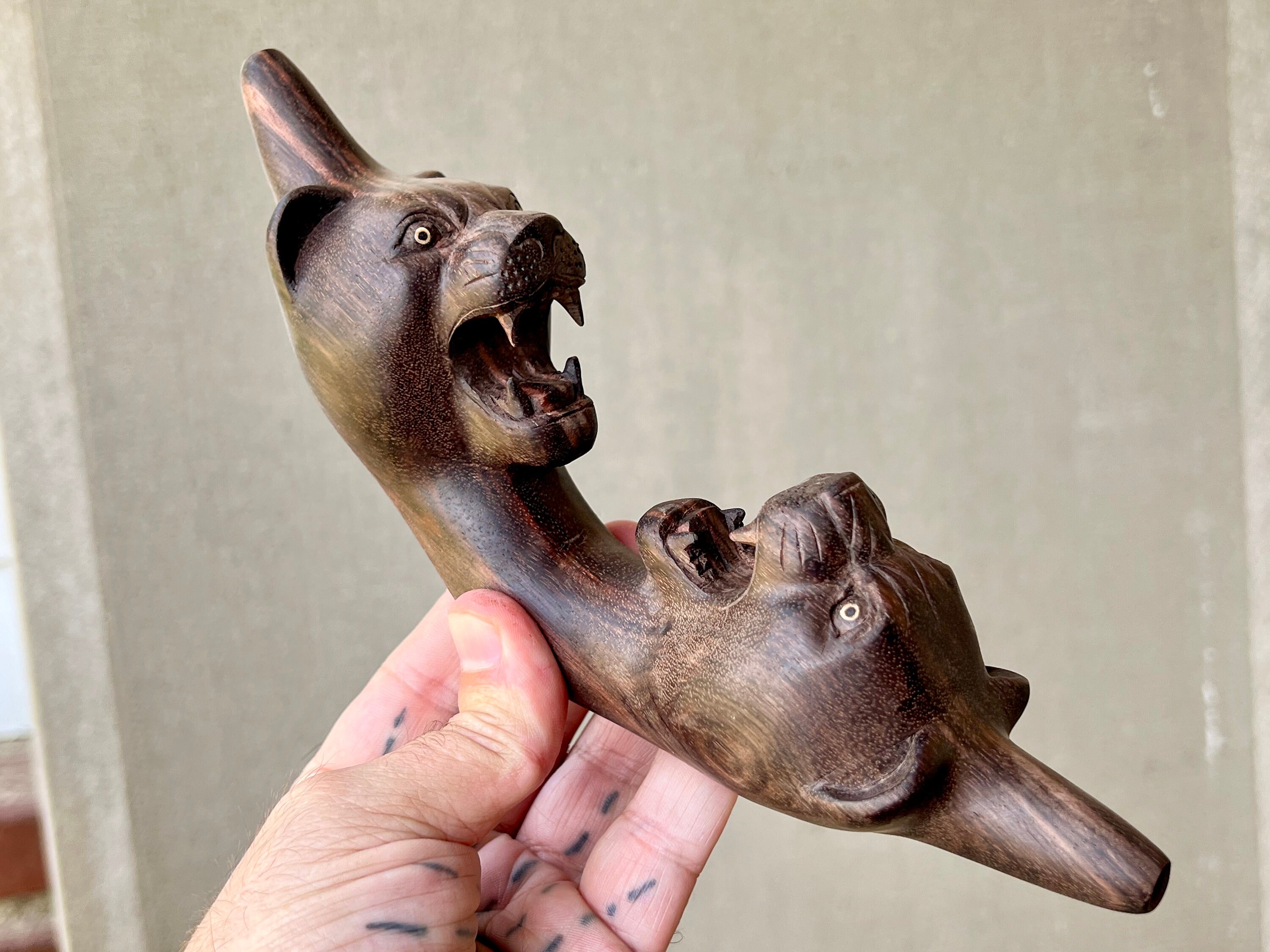 Jaguar Tepi Pipe, Solid Dark Wood Single Block Tepi, Hand Carved ...